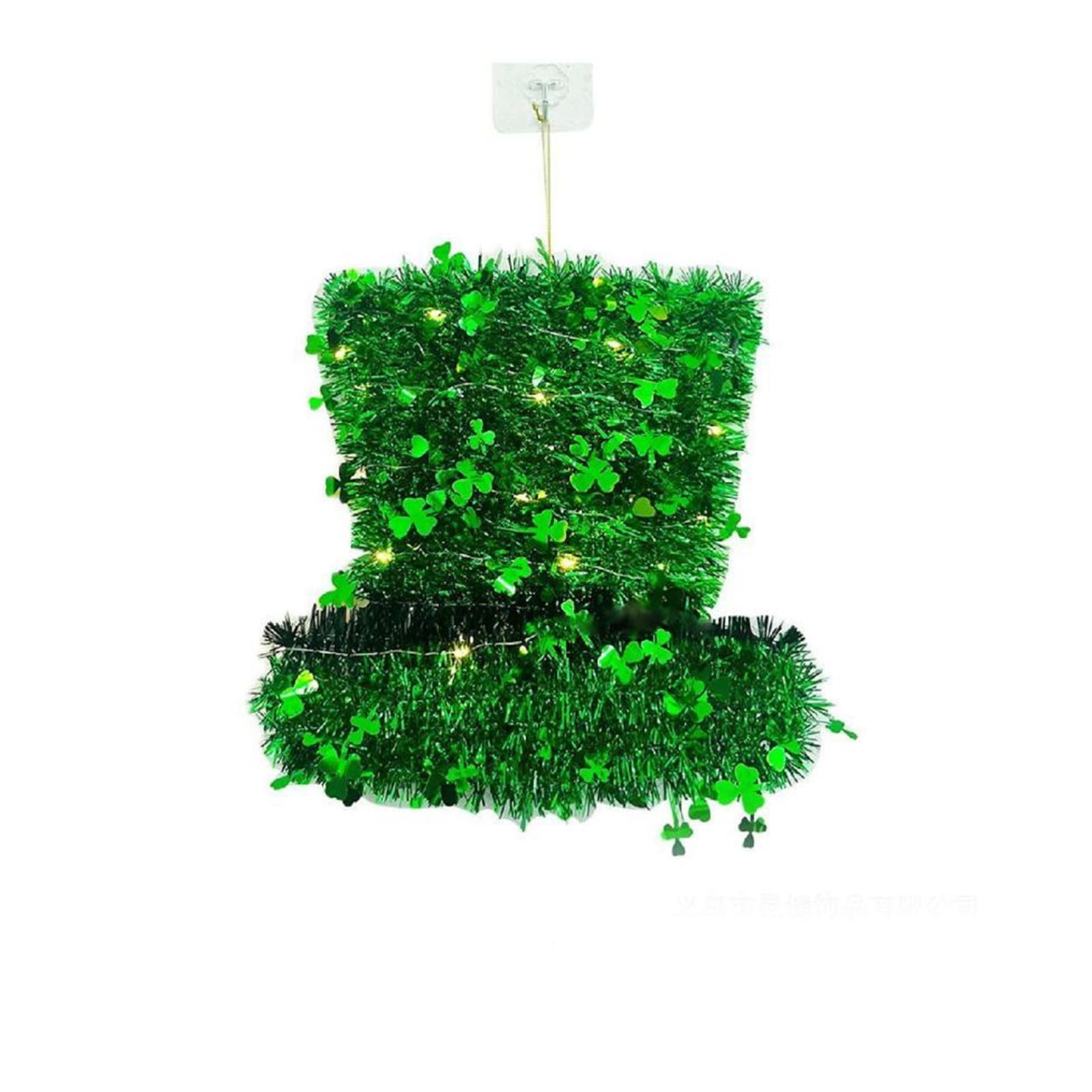 MXTPOV St Patricks Day Wreath with String Lights, Green Hat Shaped ...