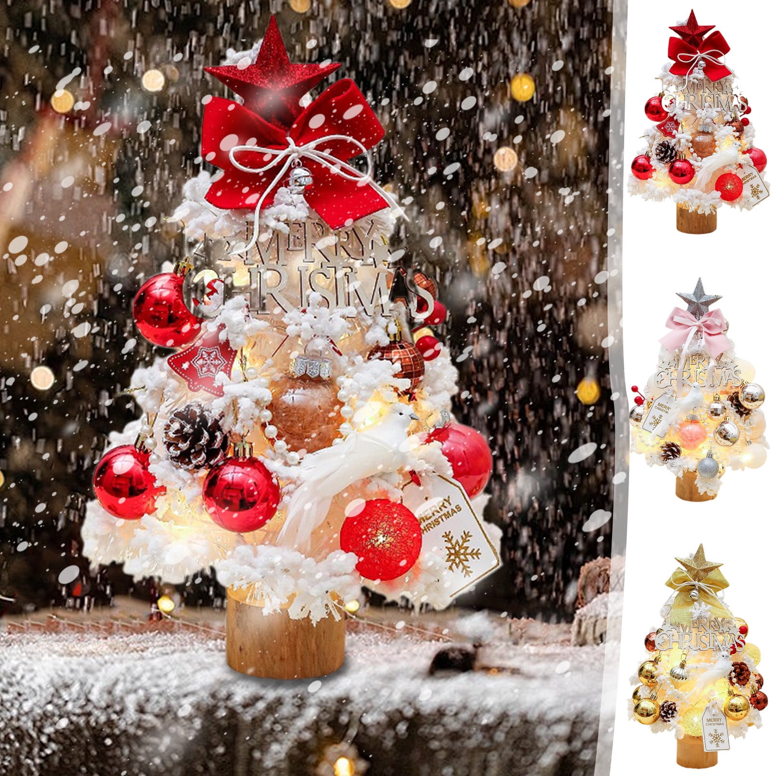 MXTPOV White Christmas Tree with String Lights, Flocked Christmas Tree ...