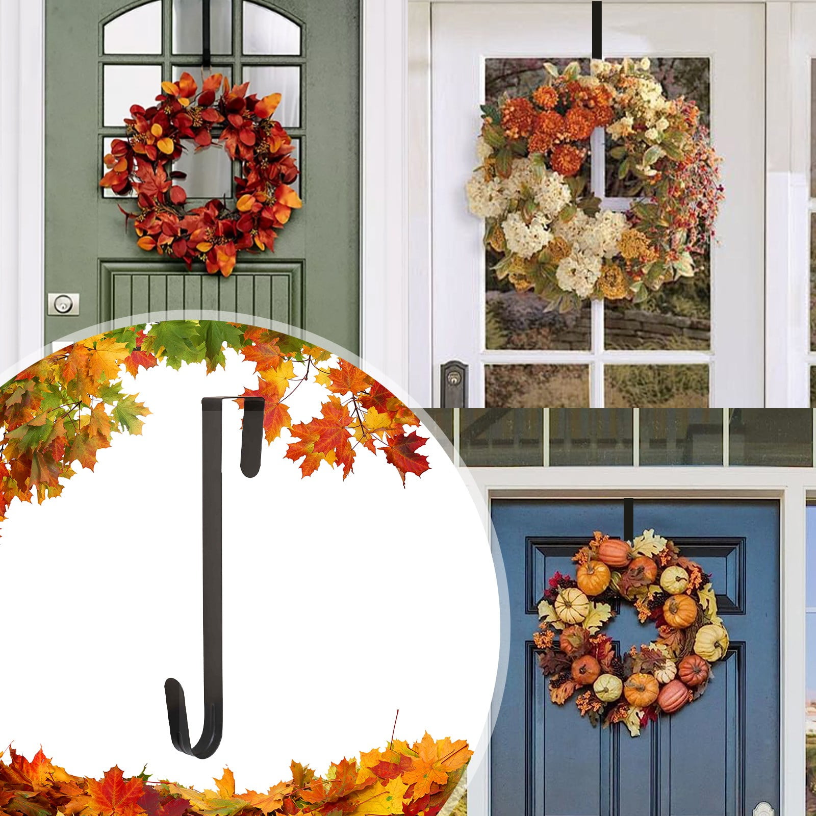 MXTPOV Wreath Hangers for Front Door, Metal Wreath Hanger for Welcome ...