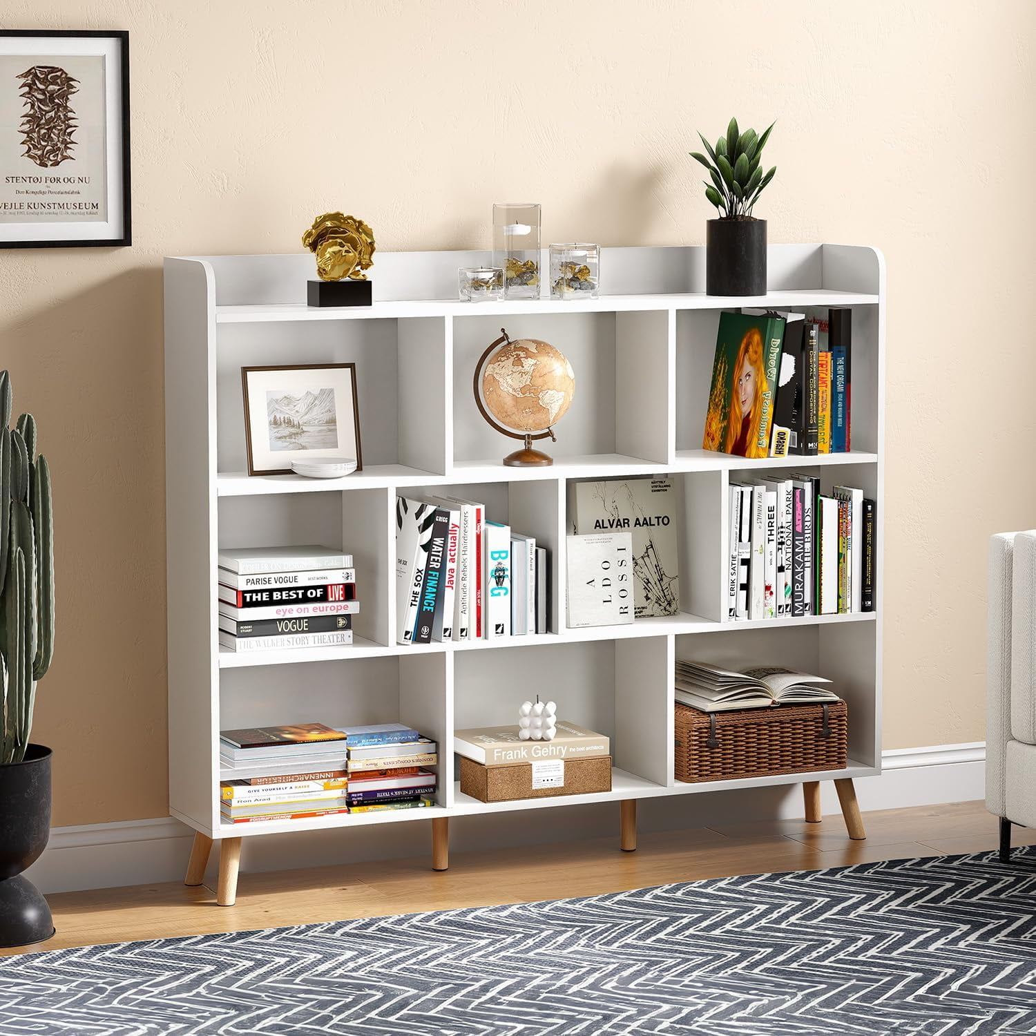 MXV 5 Cube Open Shelf Bookcase, Cube Storage Organizer, Wood Display ...