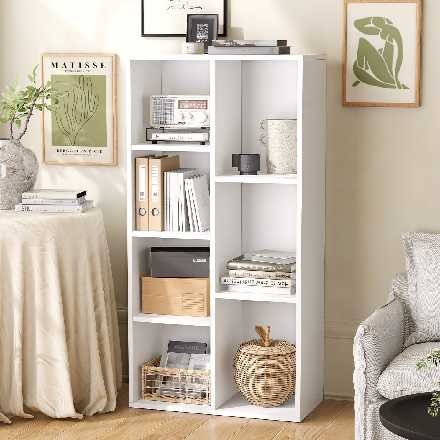 MXV 7-Cube Bookshelf, Wooden Cube Organizer and Display Shelf with ...