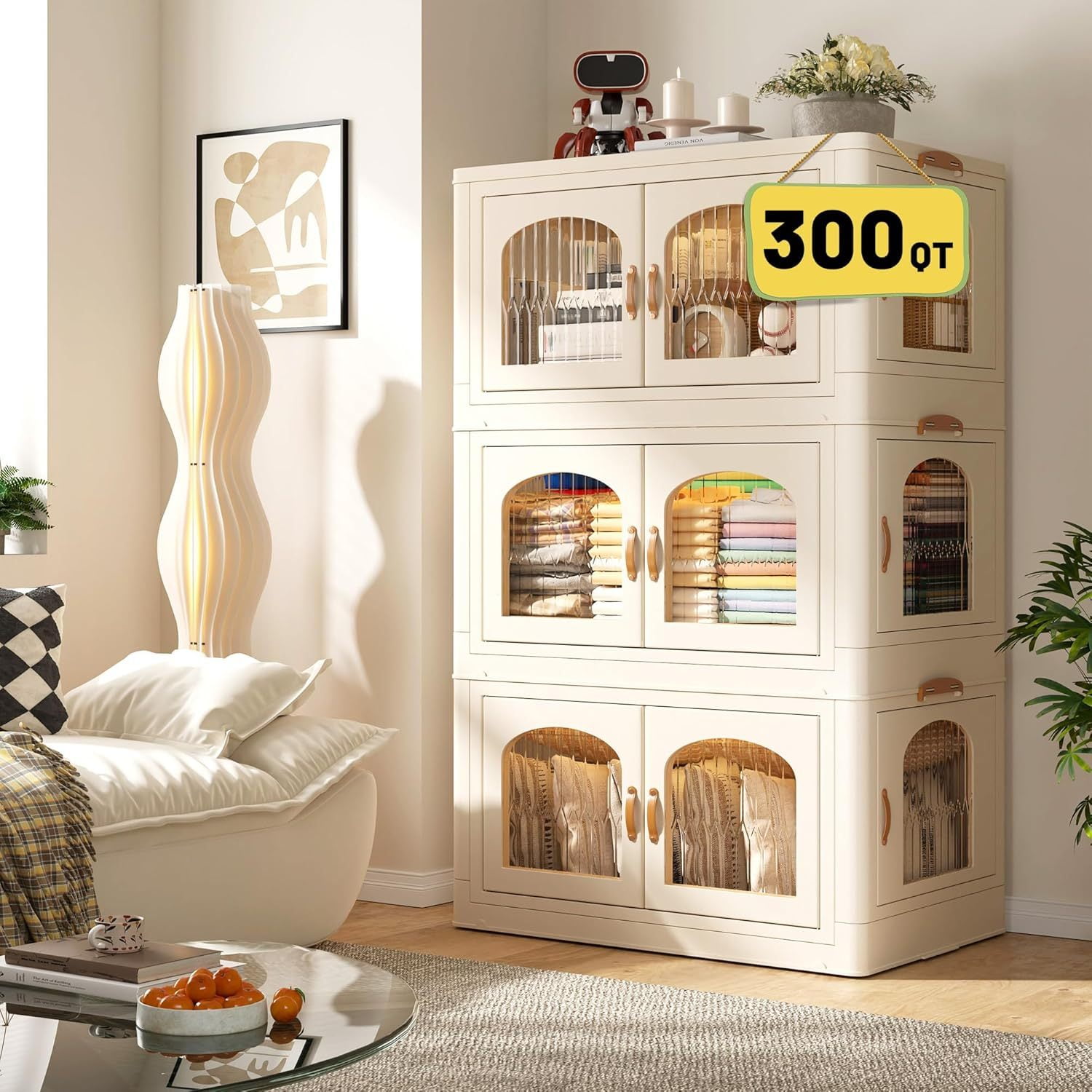 MXXF 75GAL Stackable Storage Bins with Lids Closet Organizer and ...