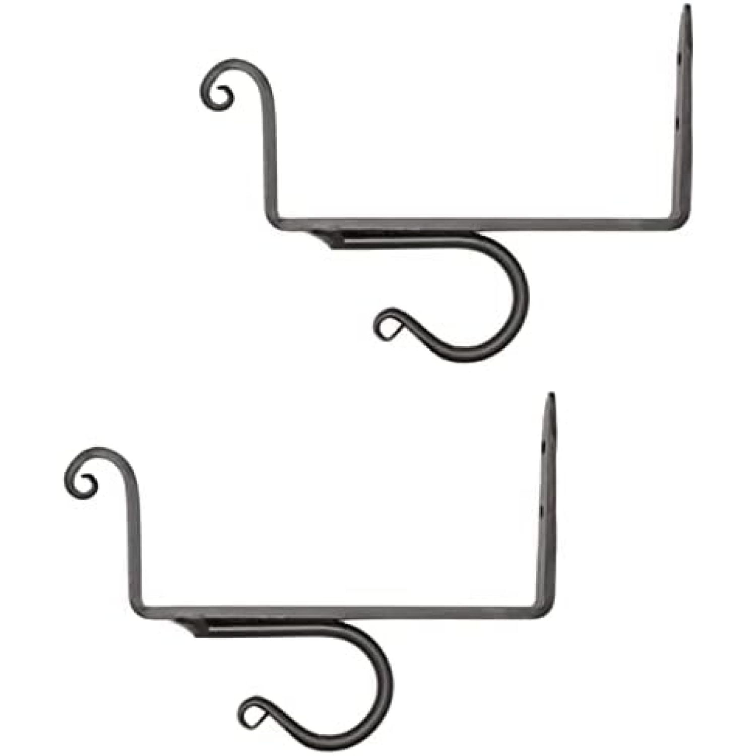 MXXF Curtain Rod & Shelf Bracket Set - Hand Forged Wrought Iron with ...