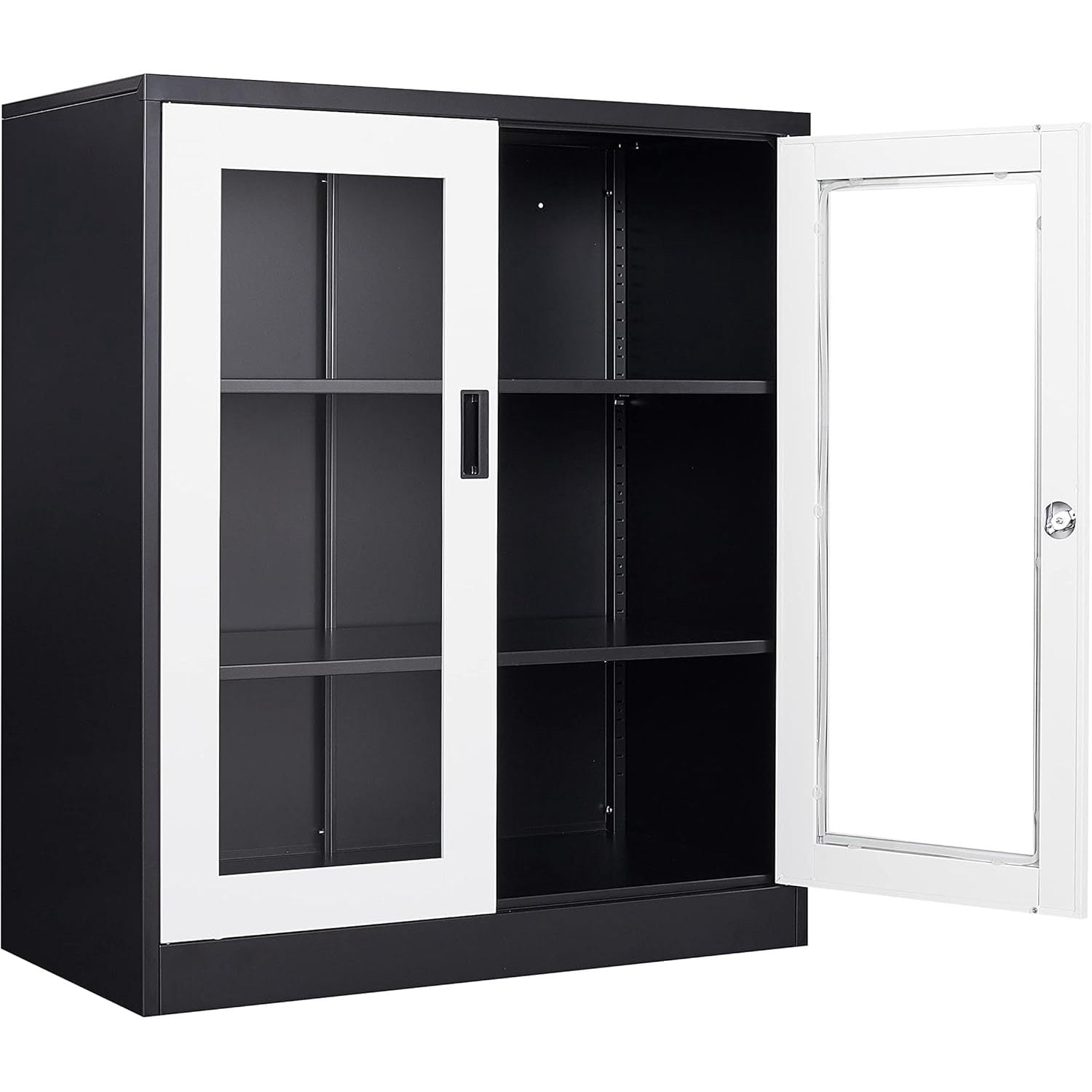MXXF Metal Storage Cabinet with Glass Doors - 35.4" Locking Display ...