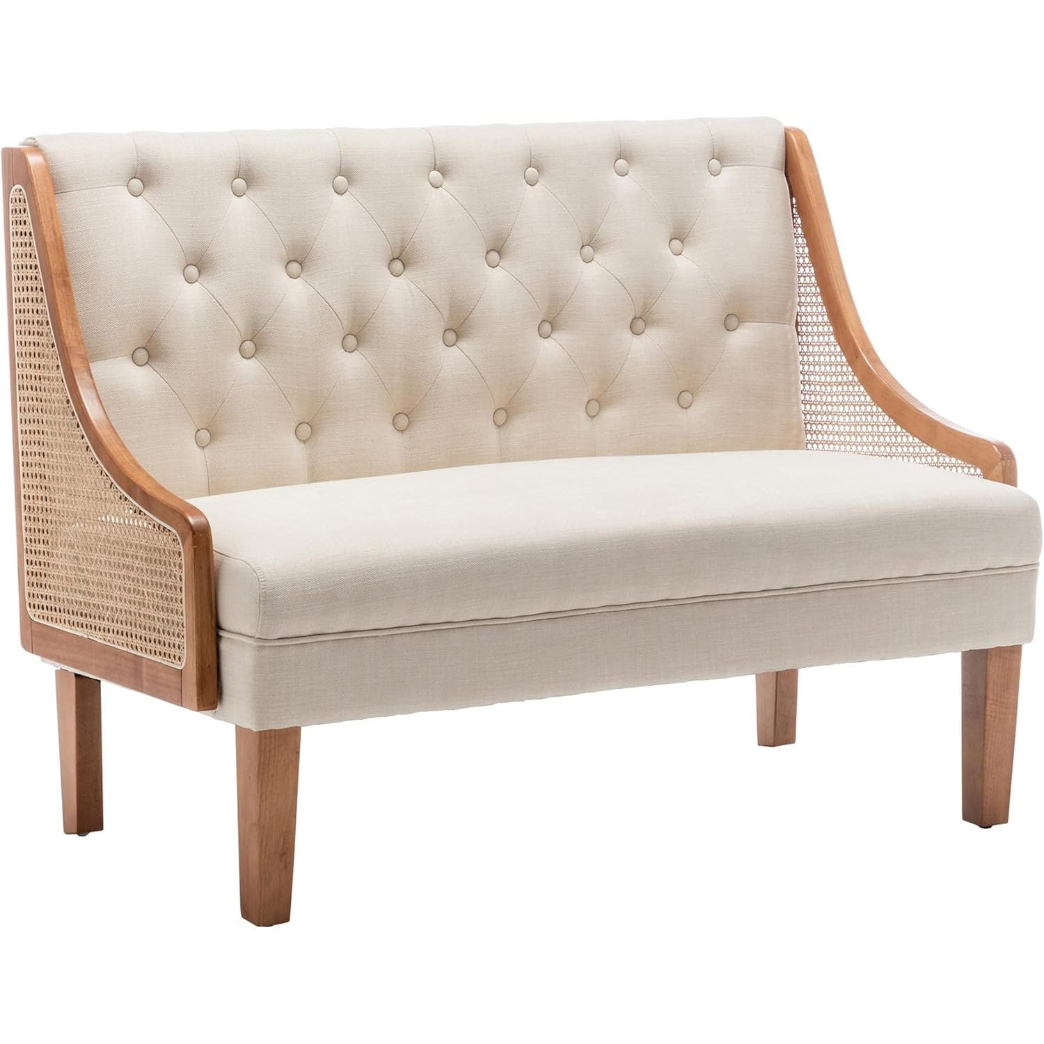 MXXF Modern Settee with Back Small Loveseat Sofa Rattan Upholstered ...
