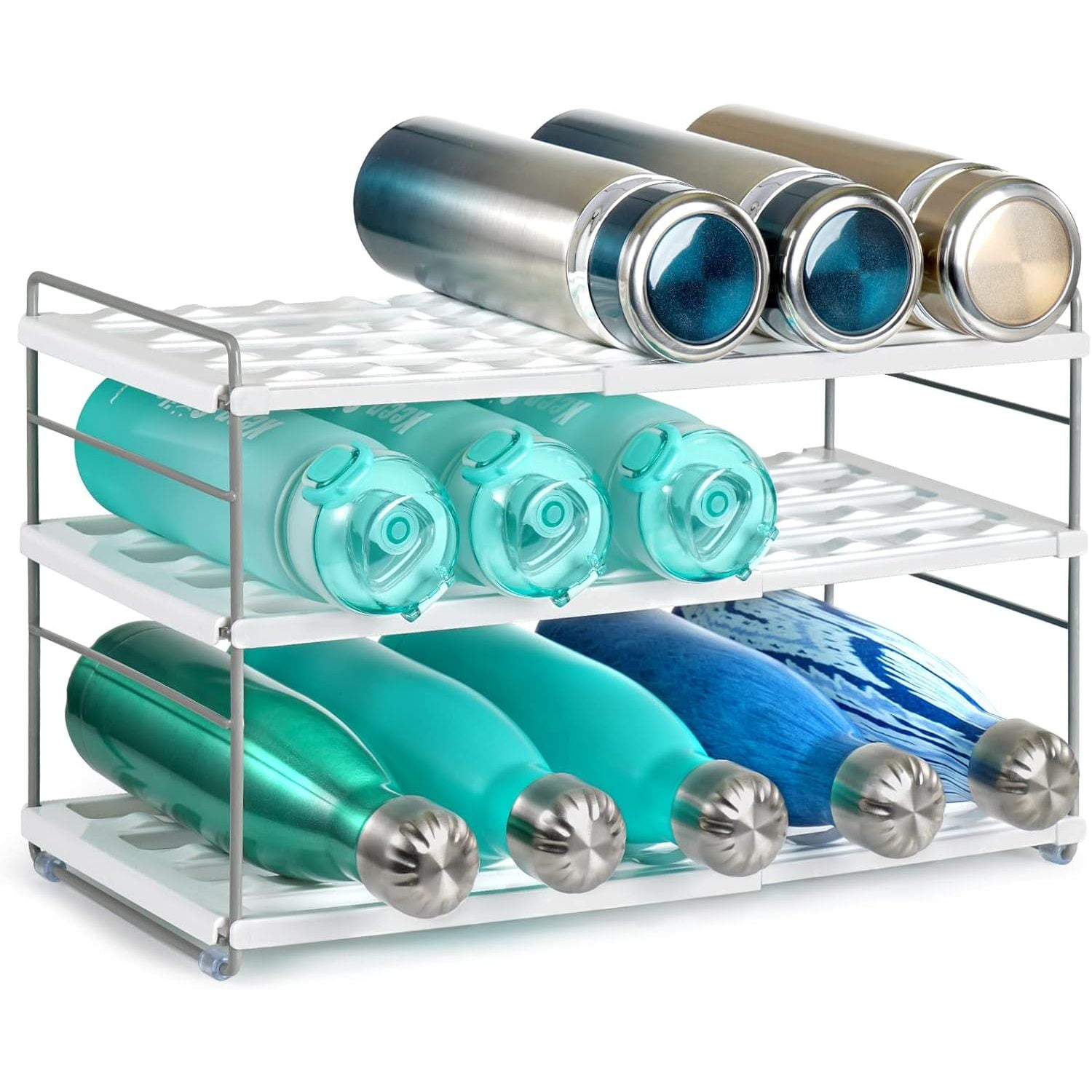 MXXF Water Bottle Organizer for Cabinet, Expandable Water Bottle Rack ...