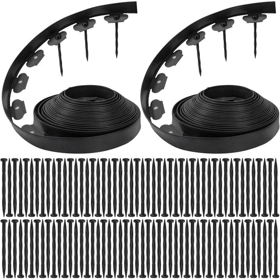 2-Inch x 33 FT Landscape Edging Border with 50 Spikes, Garden Edging ...