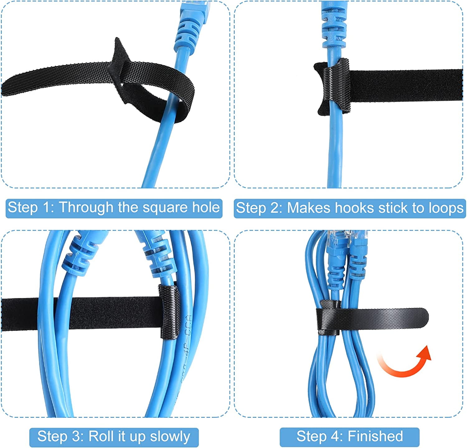 MY.120PCS 6 Inch Reusable Cable Ties Wire Ties Cord Organizer Cable ...