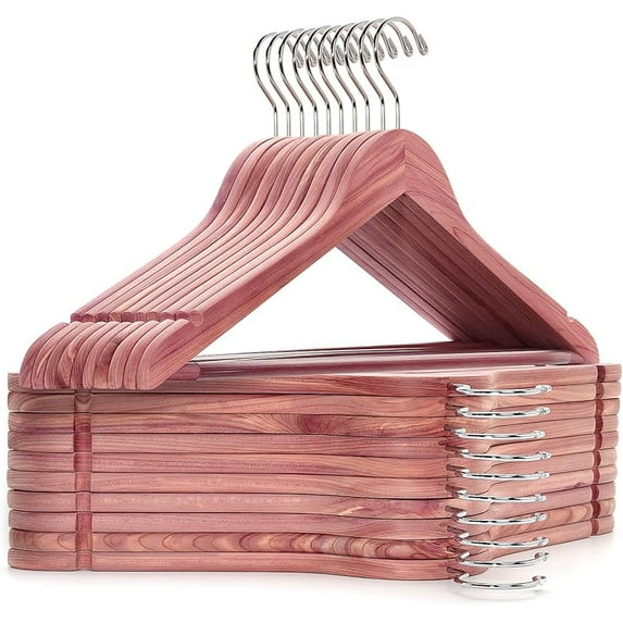 MY 30 Pack American Red Cedar Hangers, Smooth Finish Wood Coat Hangers ...