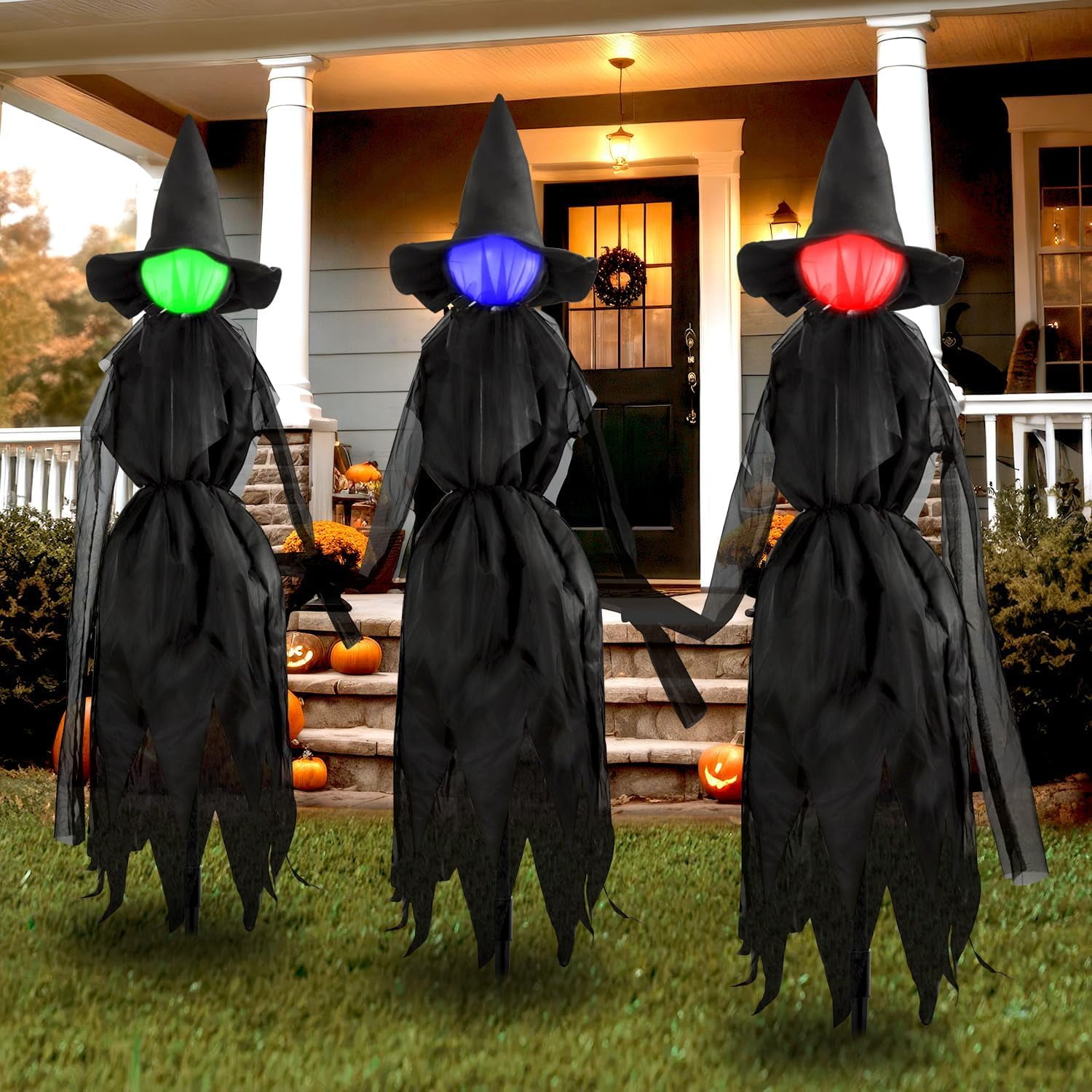 MY.5.4Ft Halloween Light Up Witches Outdoor Yard Decorations, Set of 3 ...