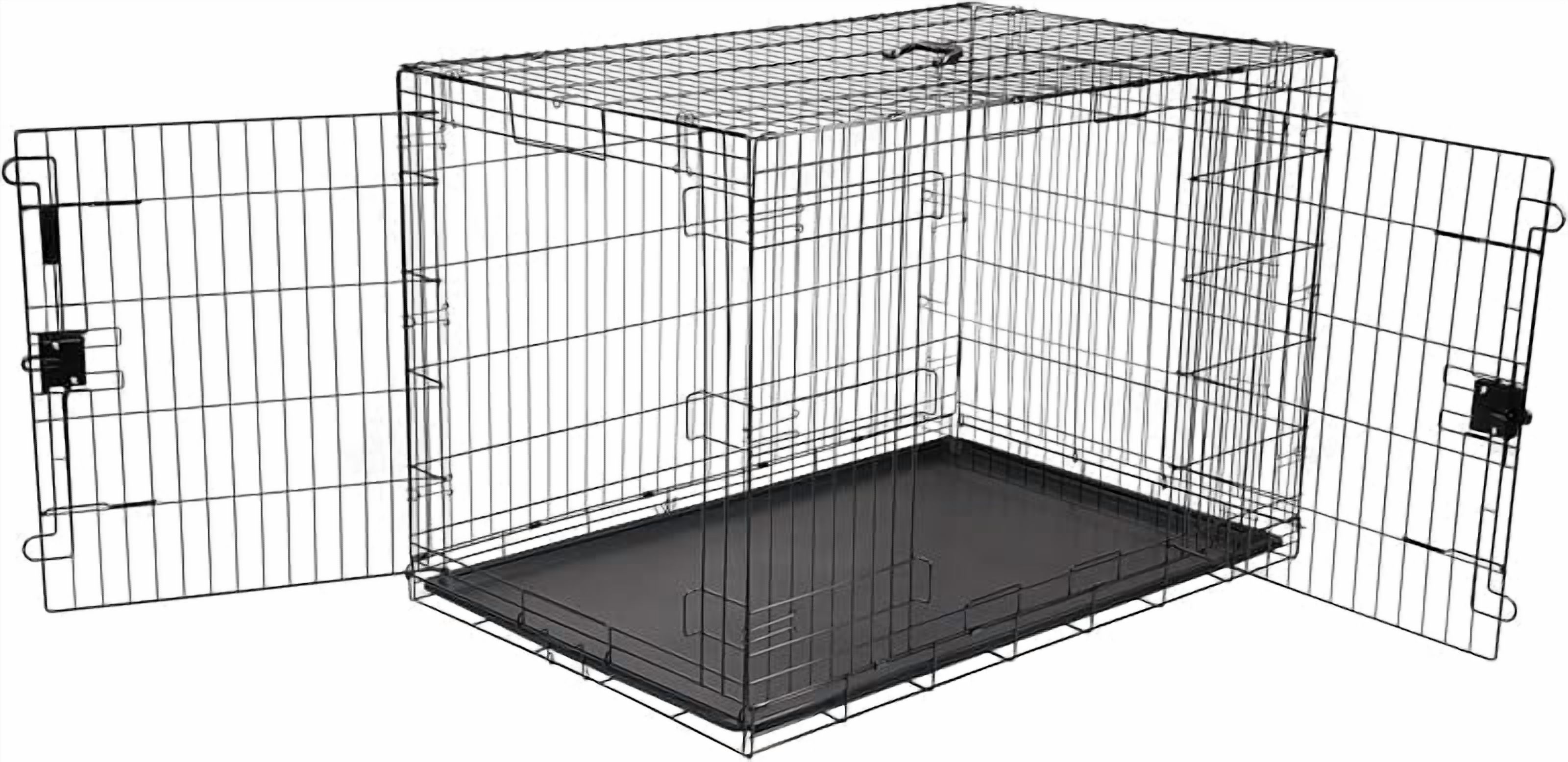 MY Basics Durable, Foldable Metal Wire Dog Crate with Tray, Double Door ...