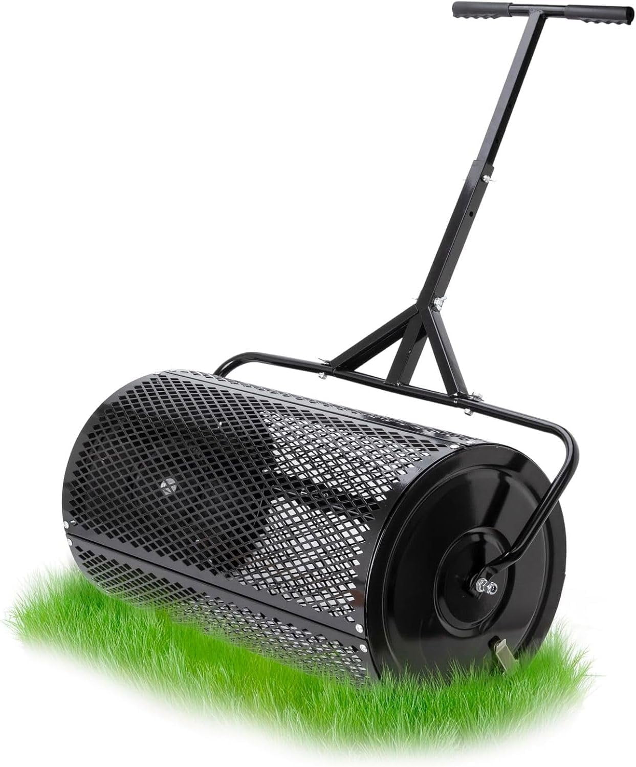 MY.Compost Spreader 24 Inch Roller Lawn Spreader with T Shaped Handle ...