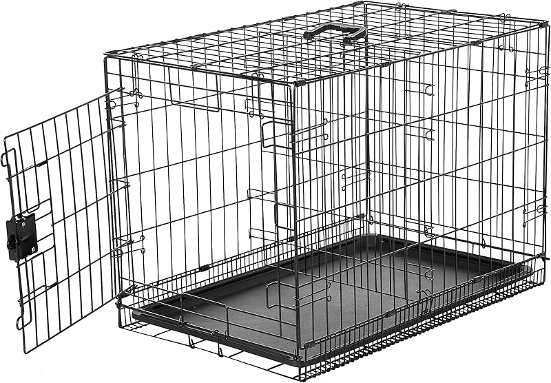 MY Durable, Foldable Metal Wire Dog Crate with Tray, Single Door, 30 x ...