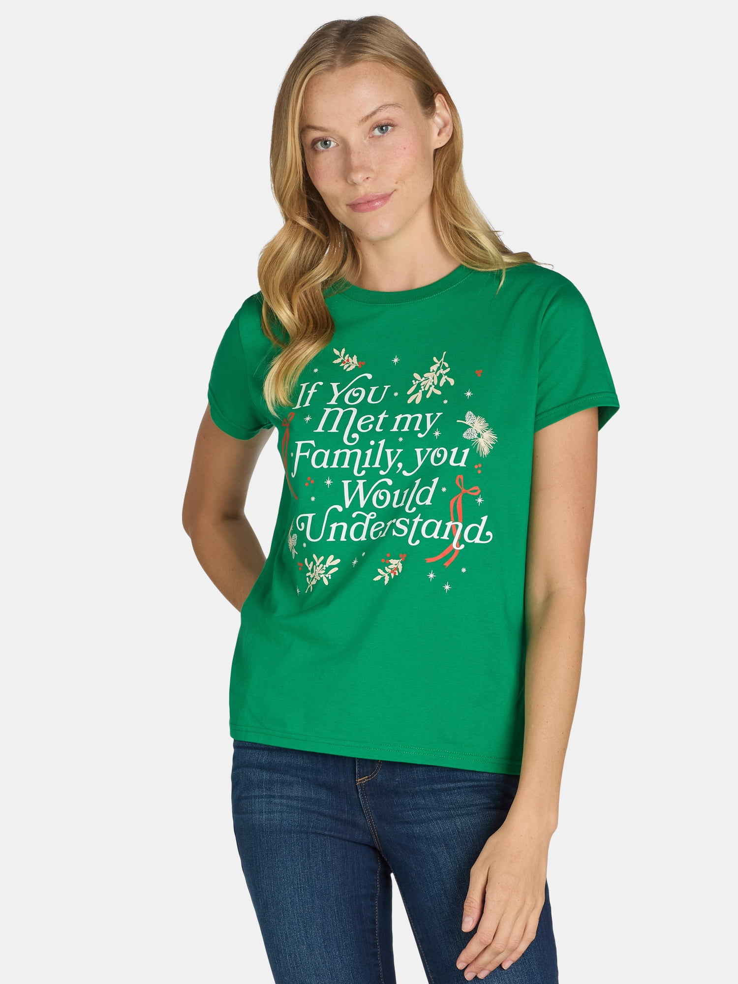 Christmas Women’s Graphic Tee with Short Sleeves, Sizes XXS-XXL ...
