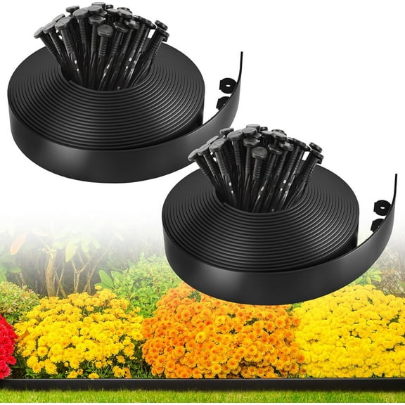 2-Inch x 66 FT Landscape Edging Border with 100 Spikes, Garden Edging ...