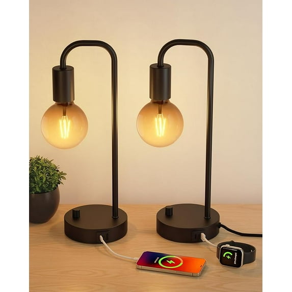 MY Industrial Table Lamp, Modern Bedside Lamps Fully Dimmable Minimalist Nightstand Lamps for ...