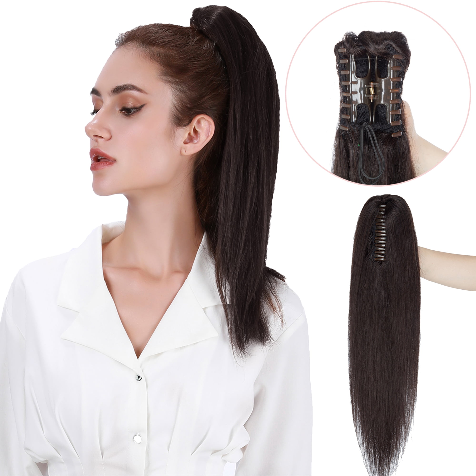 MY-LADY 100% Remy Real Human Hair Clip in Ponytail Extension Claw ...