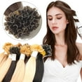 MY-LADY 100% Remy Hair Extensions, Nail U Tip, Pre Bonded Keratin, #613 ...