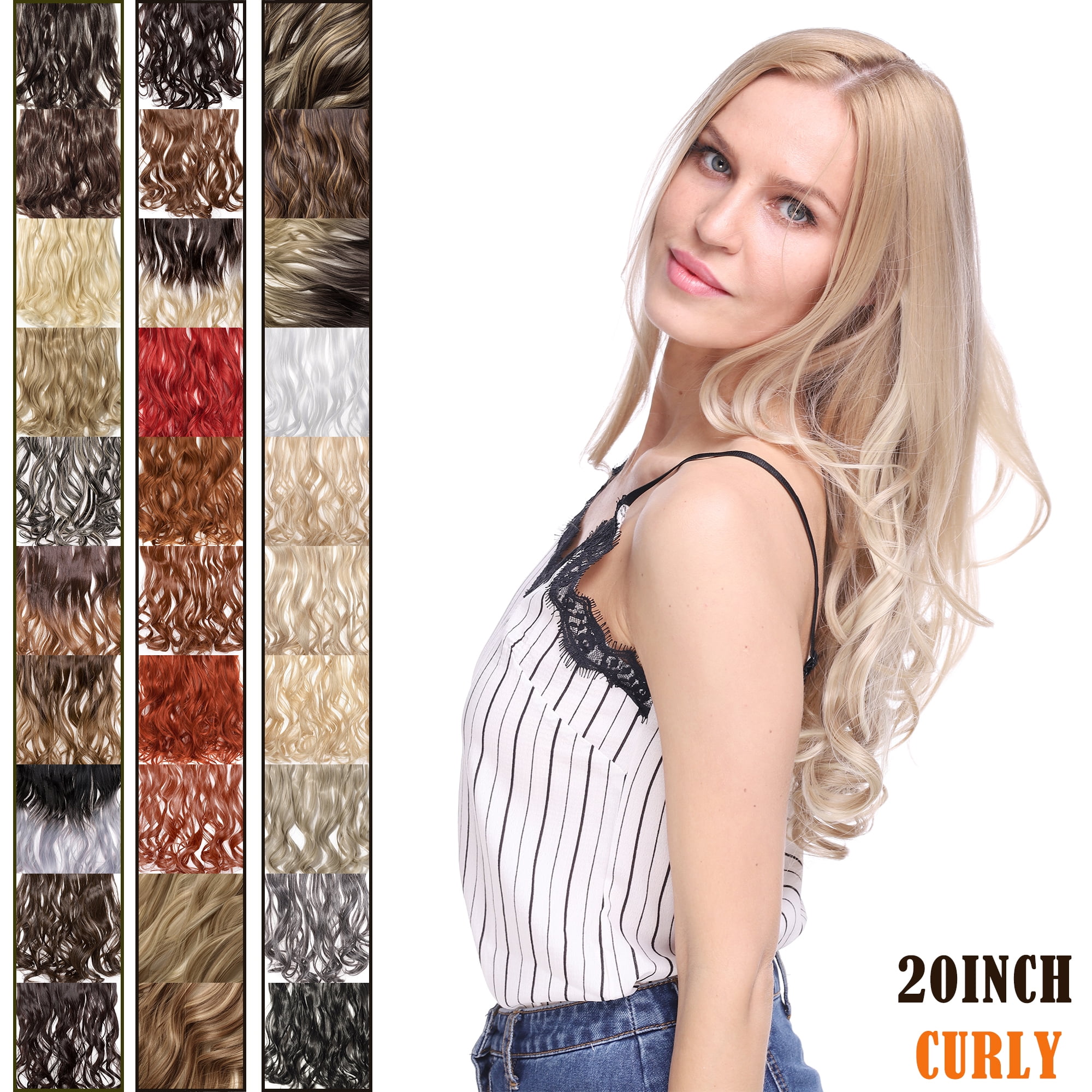 MY-LADY 20Inch Wire Synthetic Hair Extensions Adjustable Headband Size ...