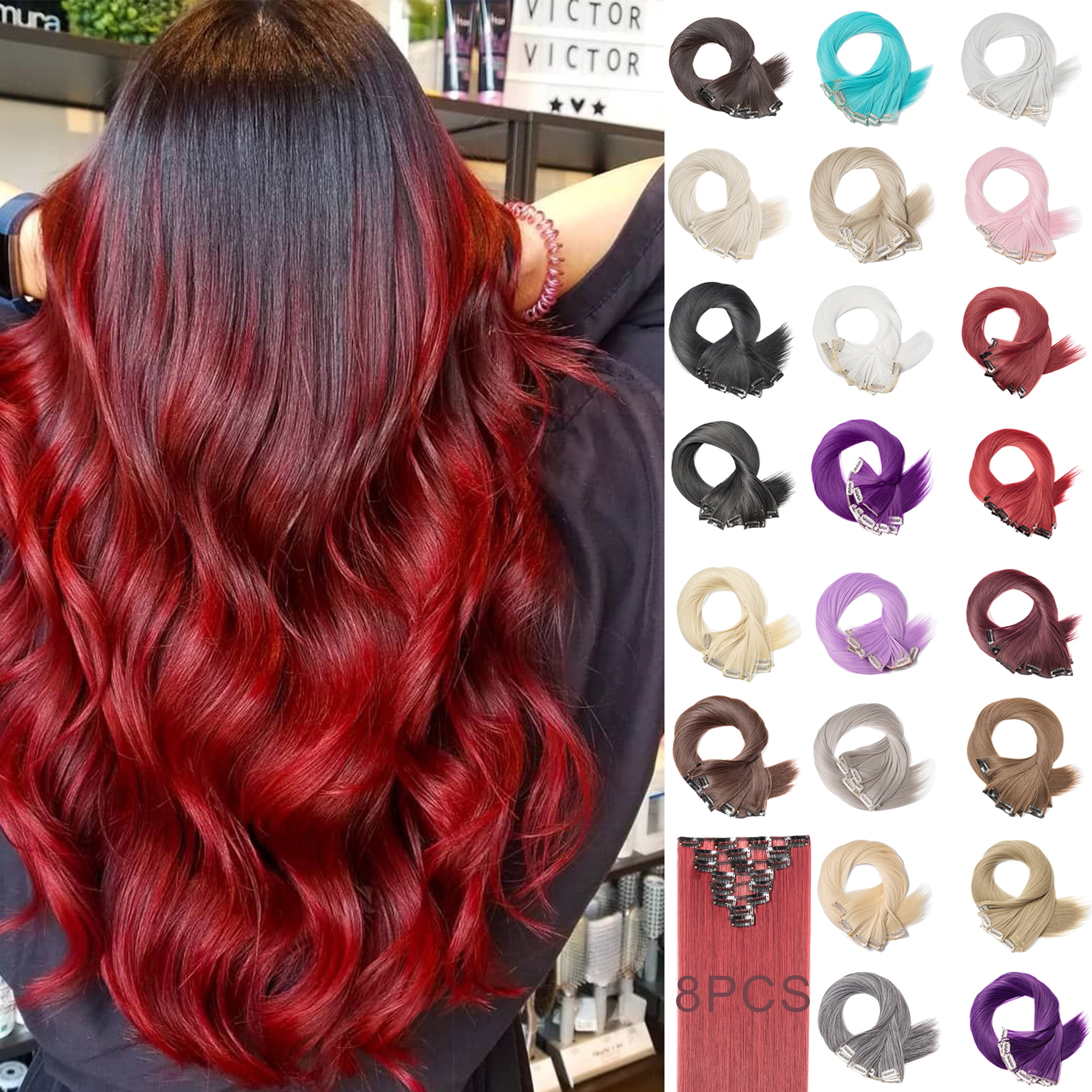 MY-LADY 26Inches 8Pcs/Set 18 Clips in Hair Extensions Straight ...