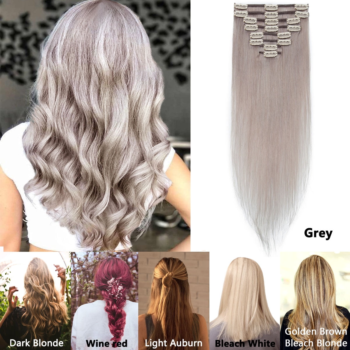 MY-LADY Full Head 100% Real Human Straight Remy Hair Brown Balayage Can ...