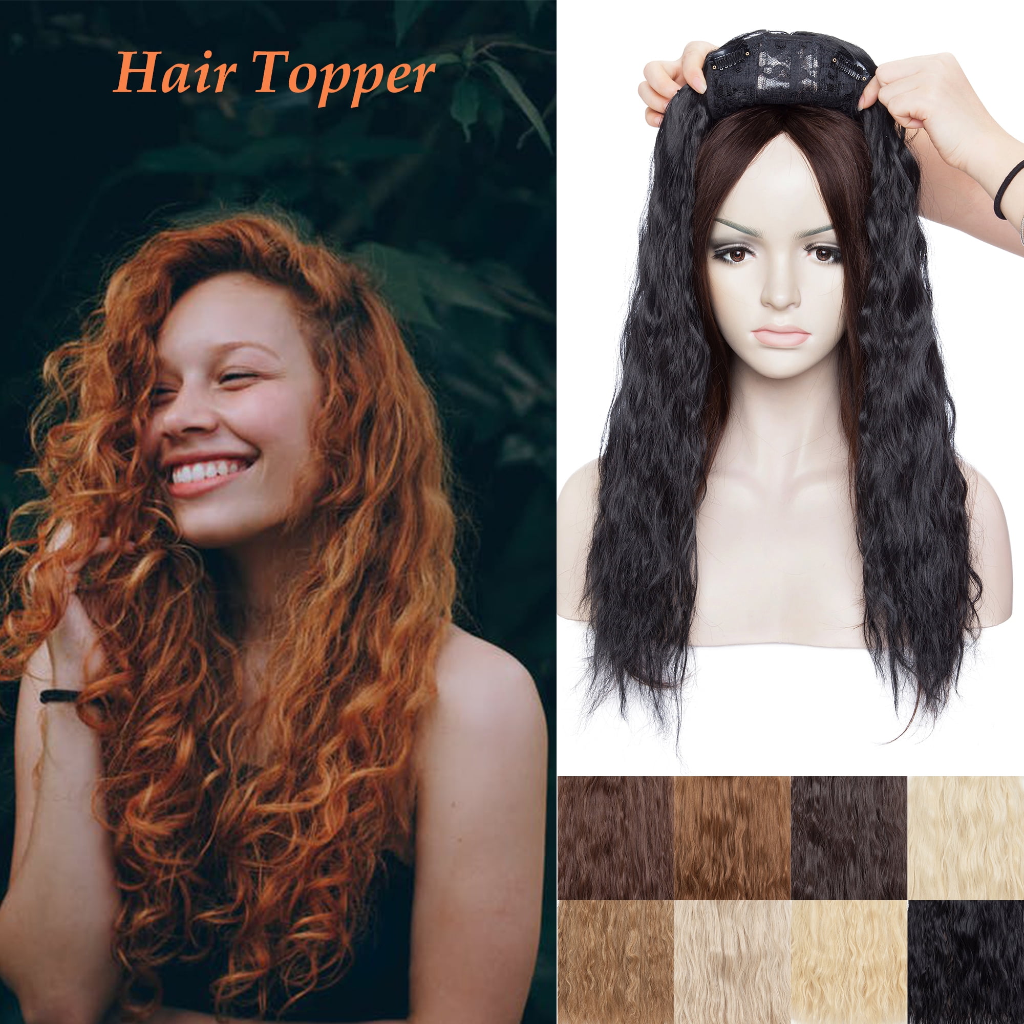 MY-LADY Synthetic 20Inch Clip in Hair Topper Long Curly for Women Corn ...