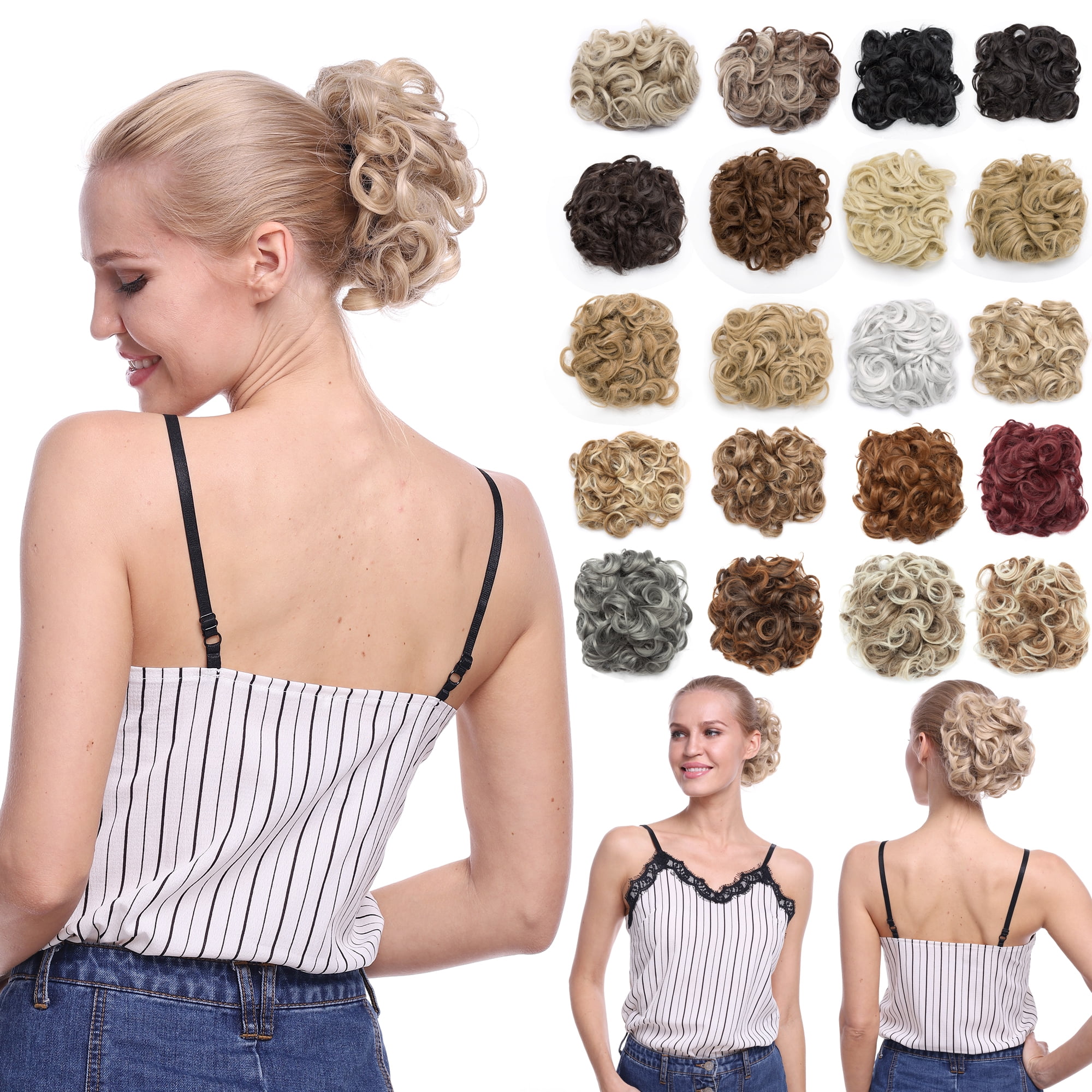 MY-LADY Synthetic Chignon Hairpiece Curly Bun Extensions Scrunchie Updo ...
