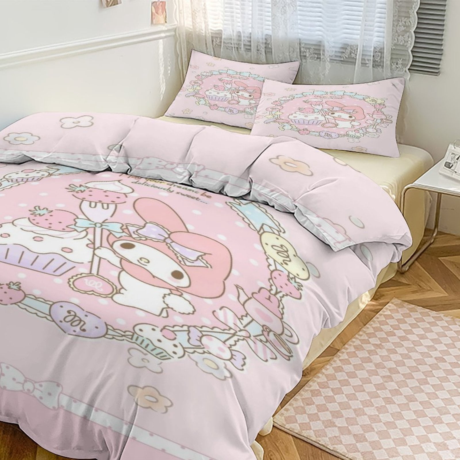 MY MELODY Kids Bedding Set 3 Piece Set Cartoon Double-sided Printing ...