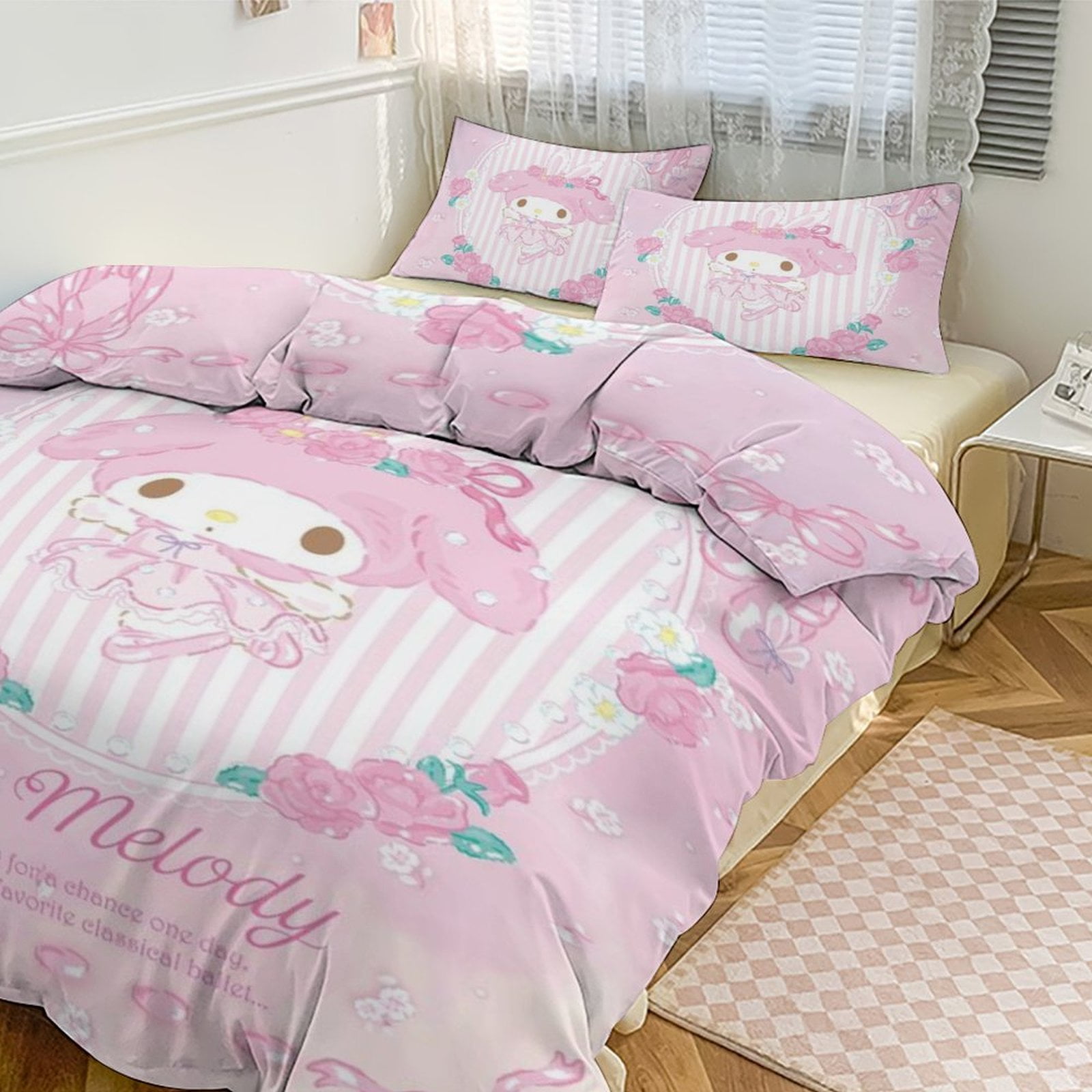 MY MELODY Kids Bedding Set 3 Piece Set Cartoon Double-sided Printing Twin - Walmart.com