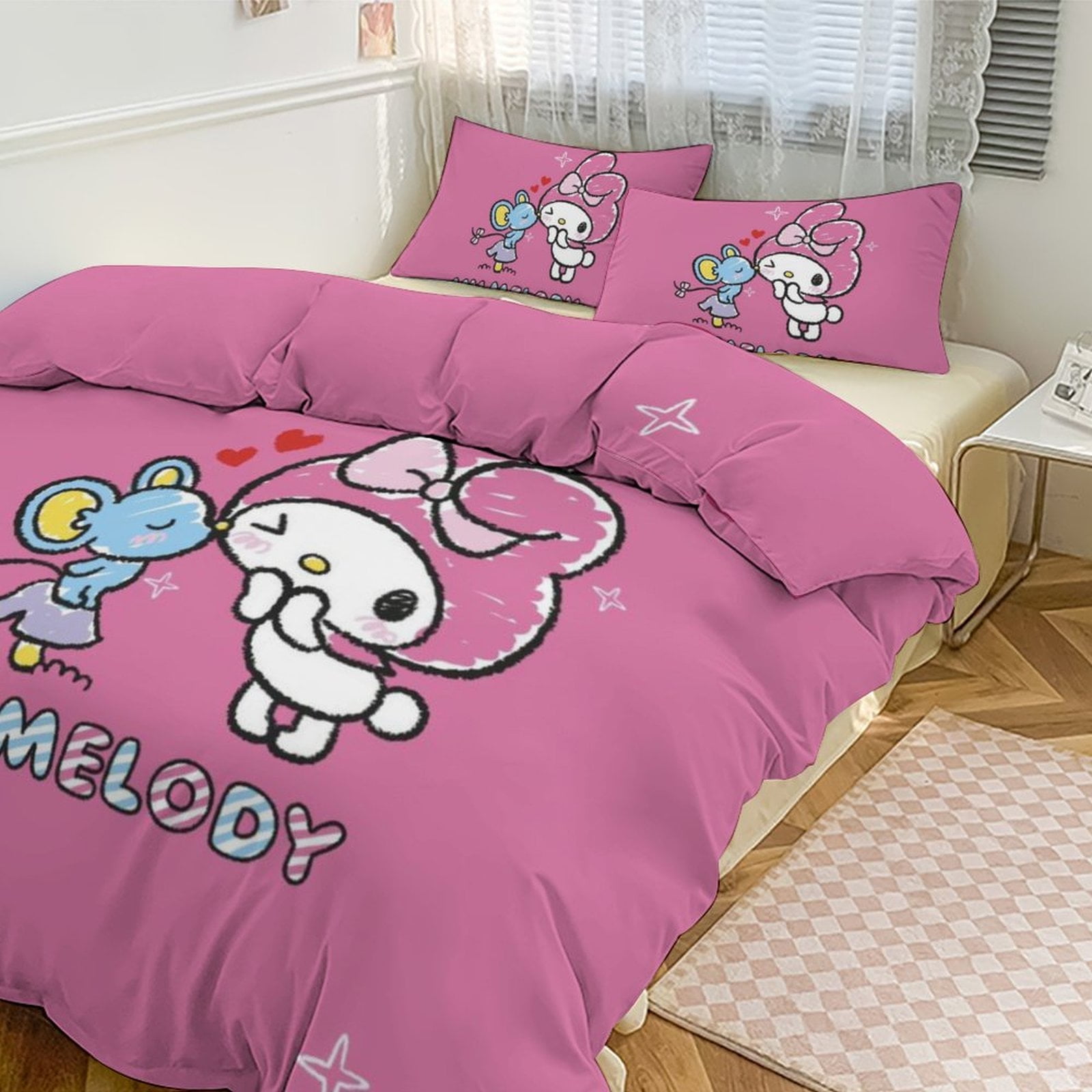 MY MELODY Kids Bedding Set 3 Piece Set Cartoon Double-sided Printing Twin - Walmart.com