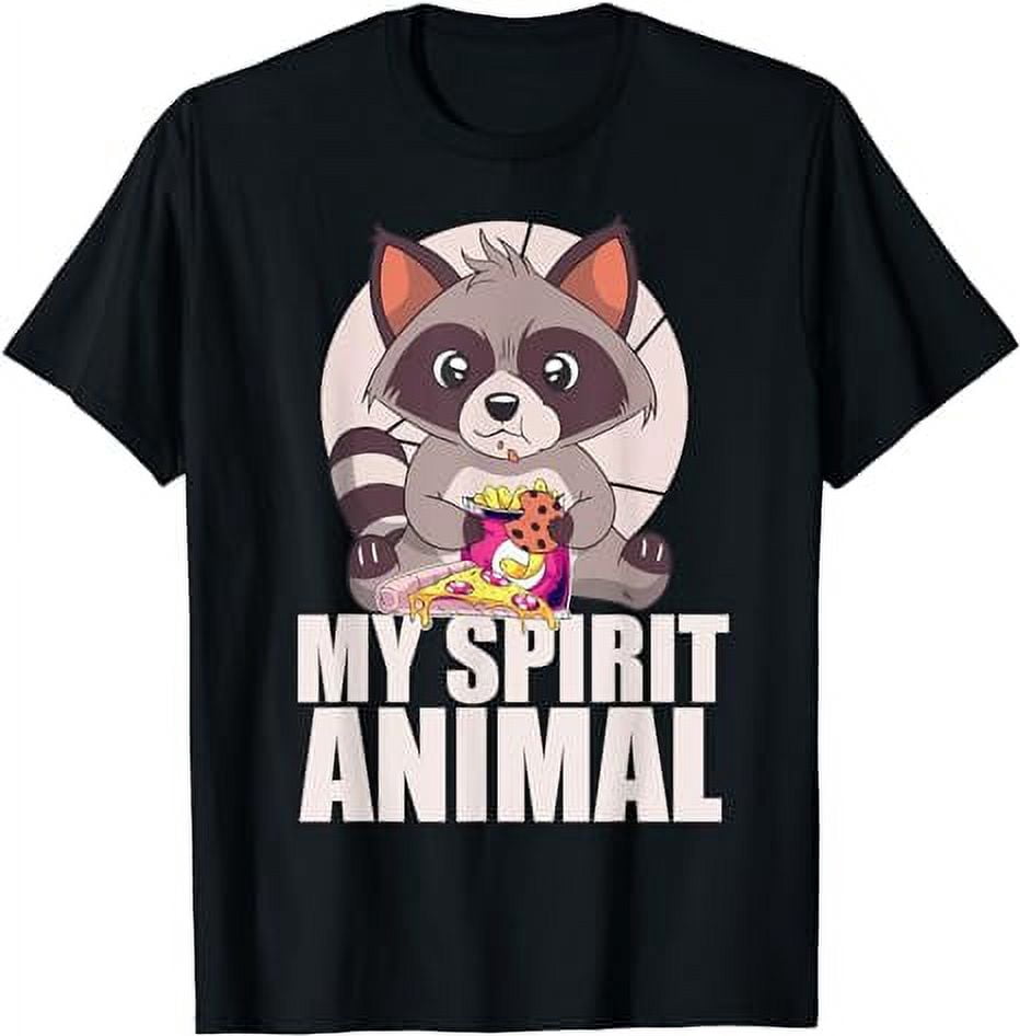 MY SPIRIT ANIMAL Funny Raccoon Meme Eating Junk Food T-Shirt - Walmart.com