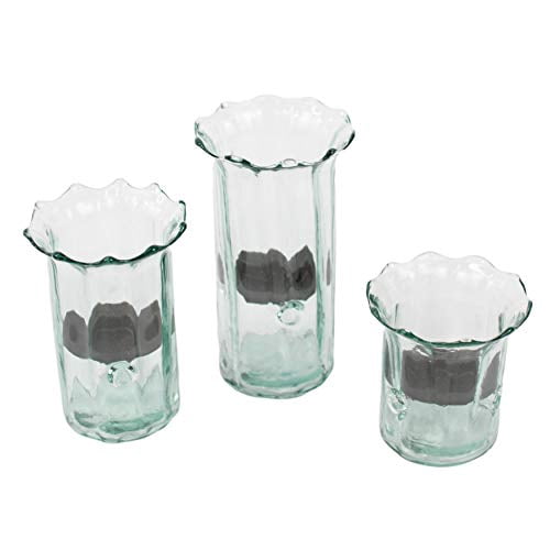 MY SWANKY HOME Clear Recycled Glass Ribbed Votive Candle Holder Set ...