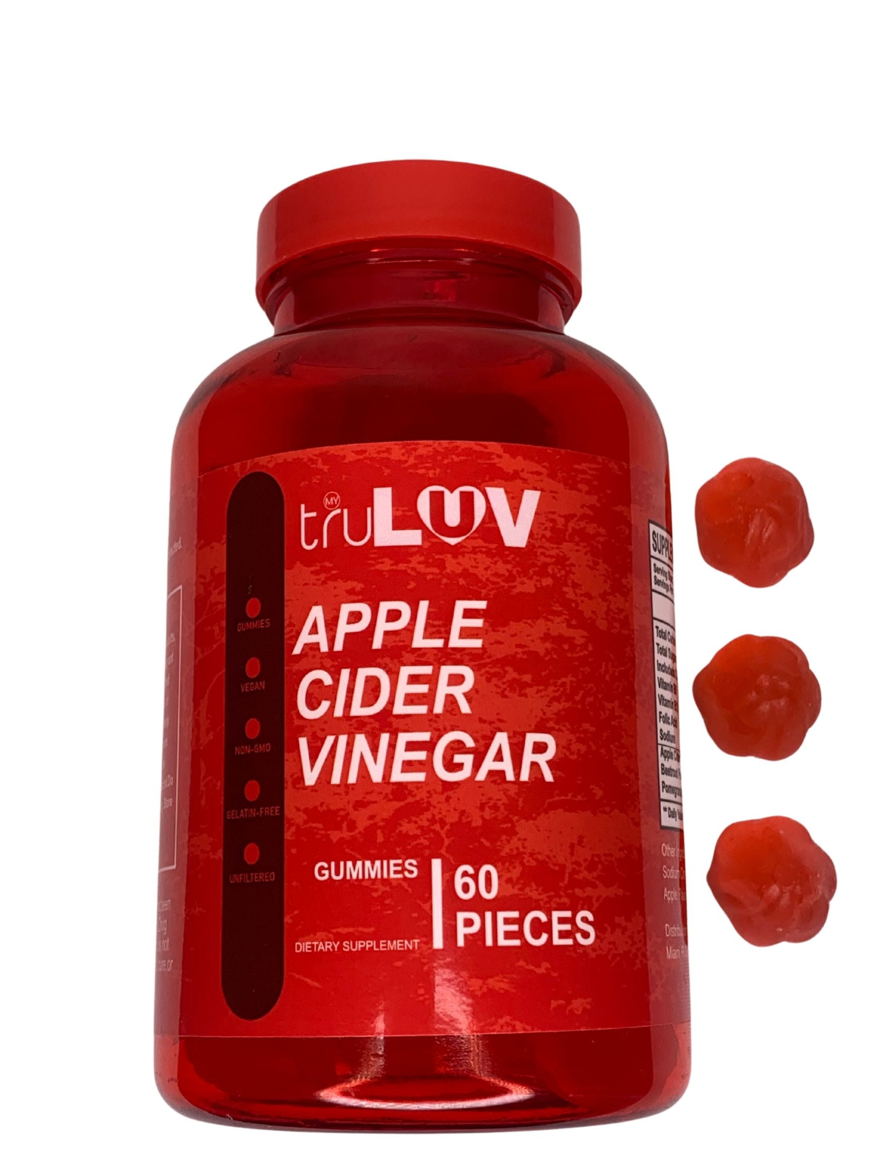 MY TRU LUV Red Apple Cider Vinegar Gummies 60 Count (Pack of 1 ...