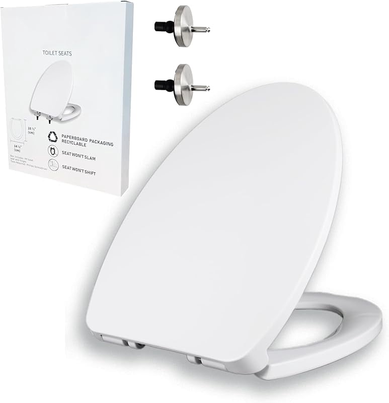 MY. Toilet Seat with Slow Close Hinges, Standard Elongated Toilet Seat ...