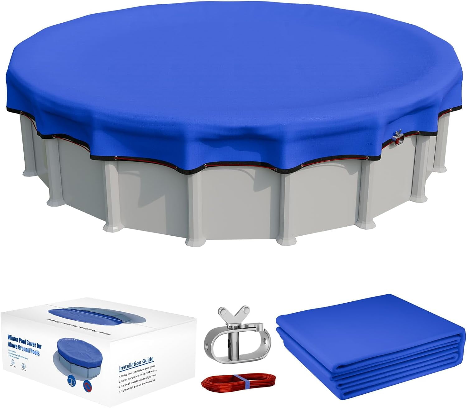 MY.[Upgraded] 18ft/21ft/24ft/28ft Round Winter Pool Covers for Above ...
