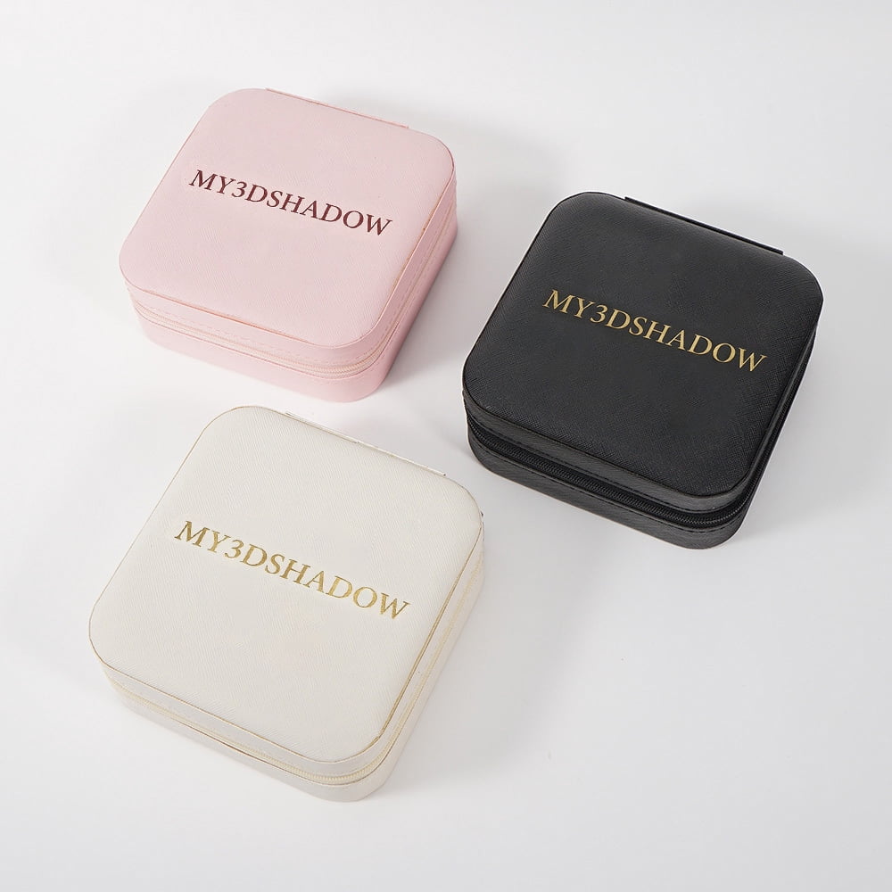 MY3DSHADOW Small Square Pink Jewelry Storage Case - Portable Zippered ...
