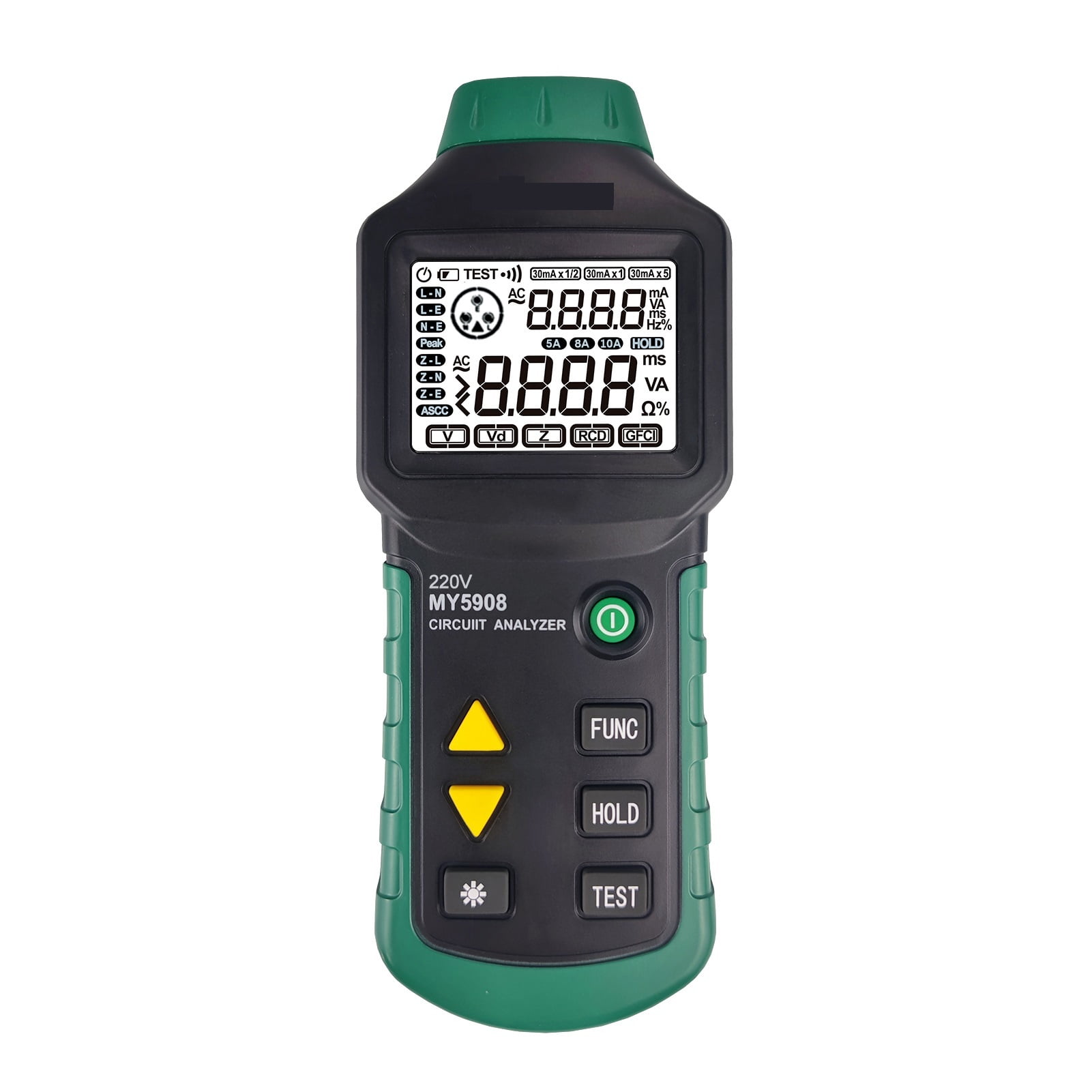 MY5908 LCD Digital Circuit Analyzer Voltage GFCI RCD Fault Tester Low ...