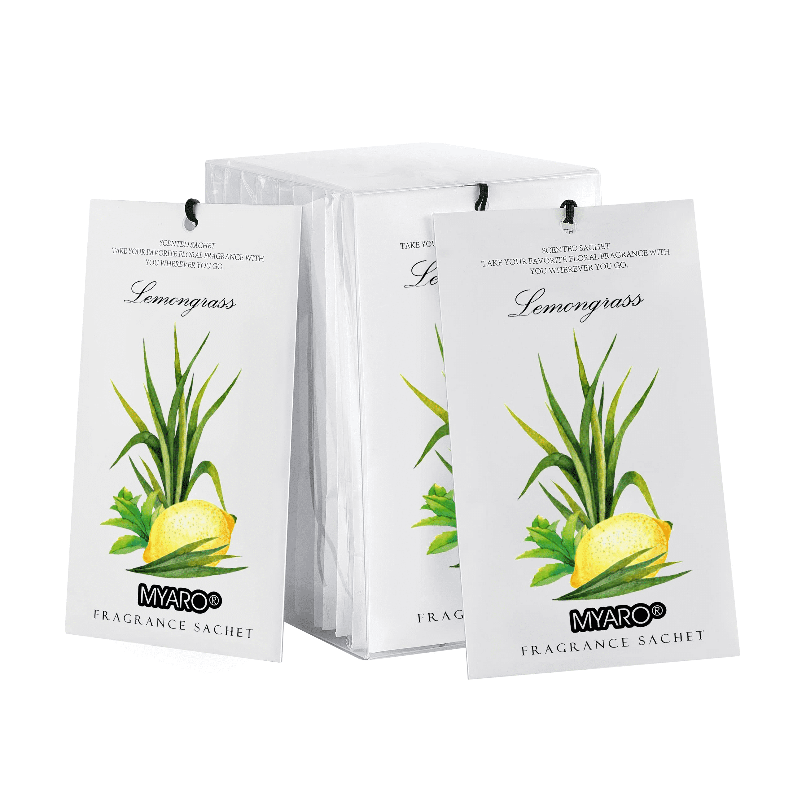 MYARO 12 Pcs Lemongrass Scented Sachets for Drawer and Closet Long ...