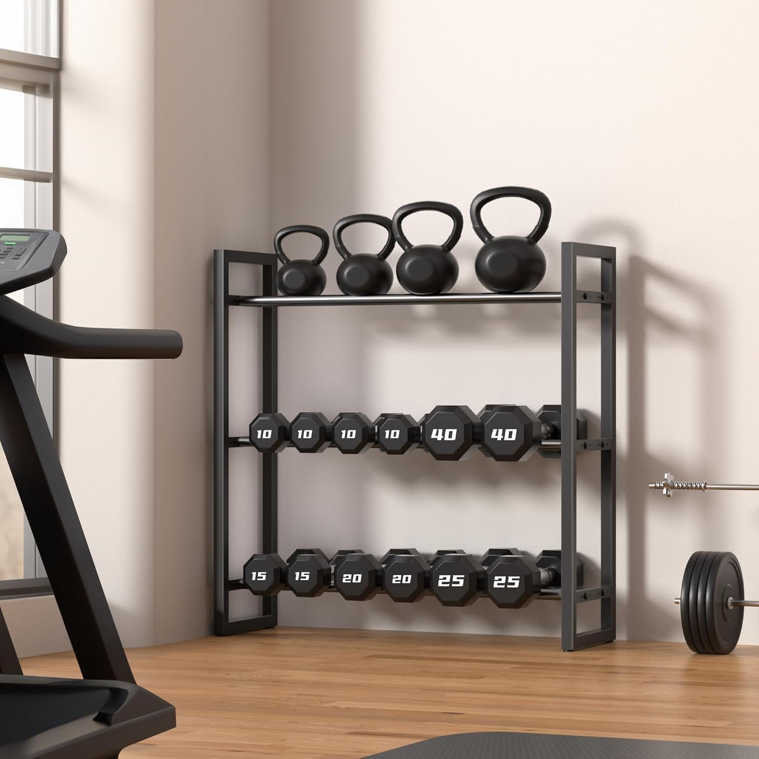 MYAdjustable 3-Tier Dumbbell Rack – Heavy-Duty Metal Weight Storage ...