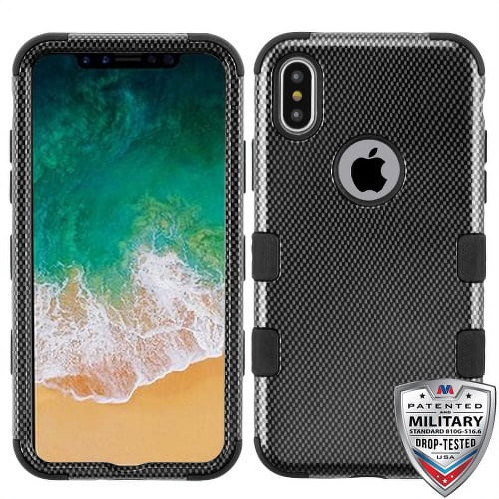 MYBAT Carbon Fiber/Black TUFF Hybrid Case for iPhone XS/X - Walmart.com