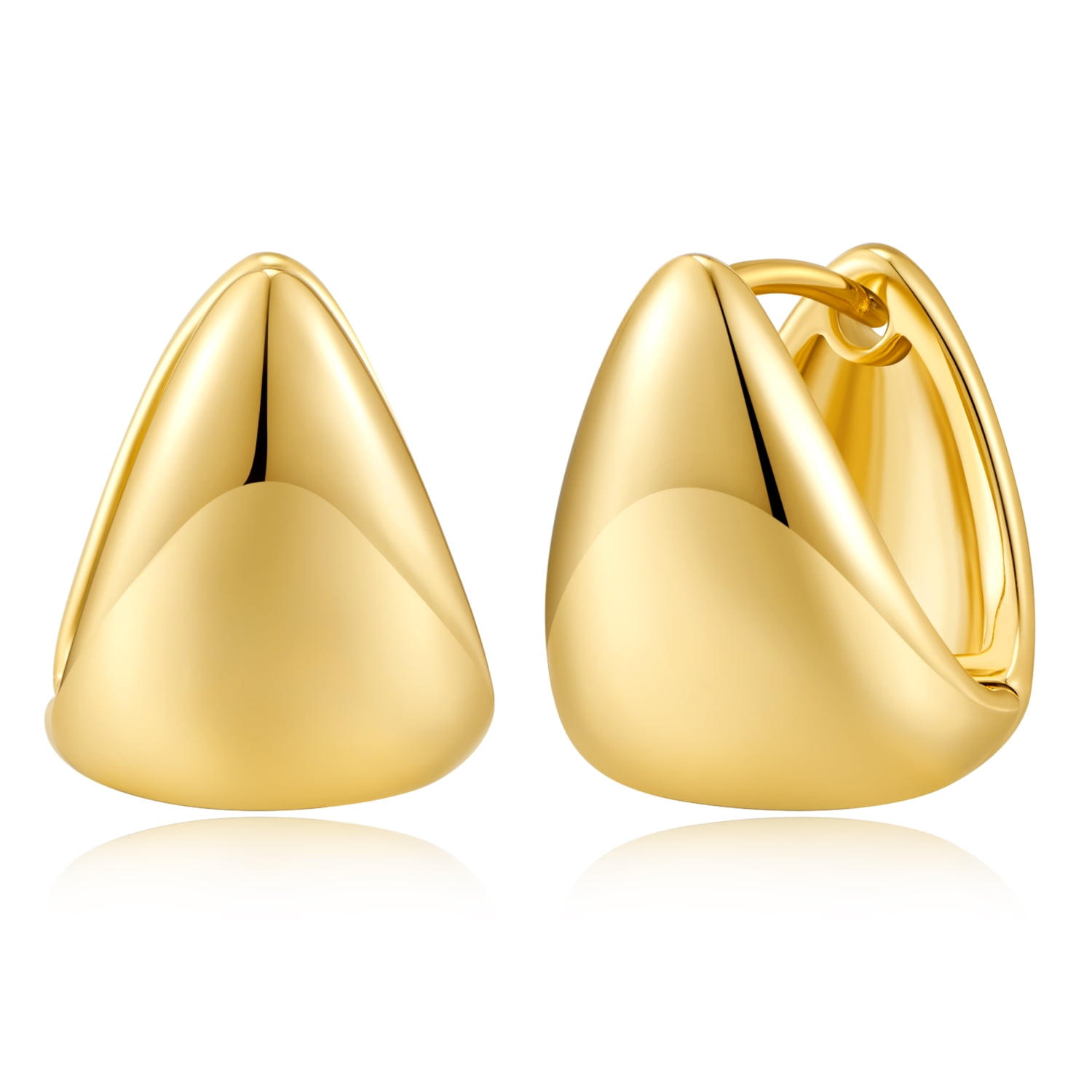 MYCUTEY Chunky Gold Huggie Earrings For Women Wide Gold Hoop Earrings ...