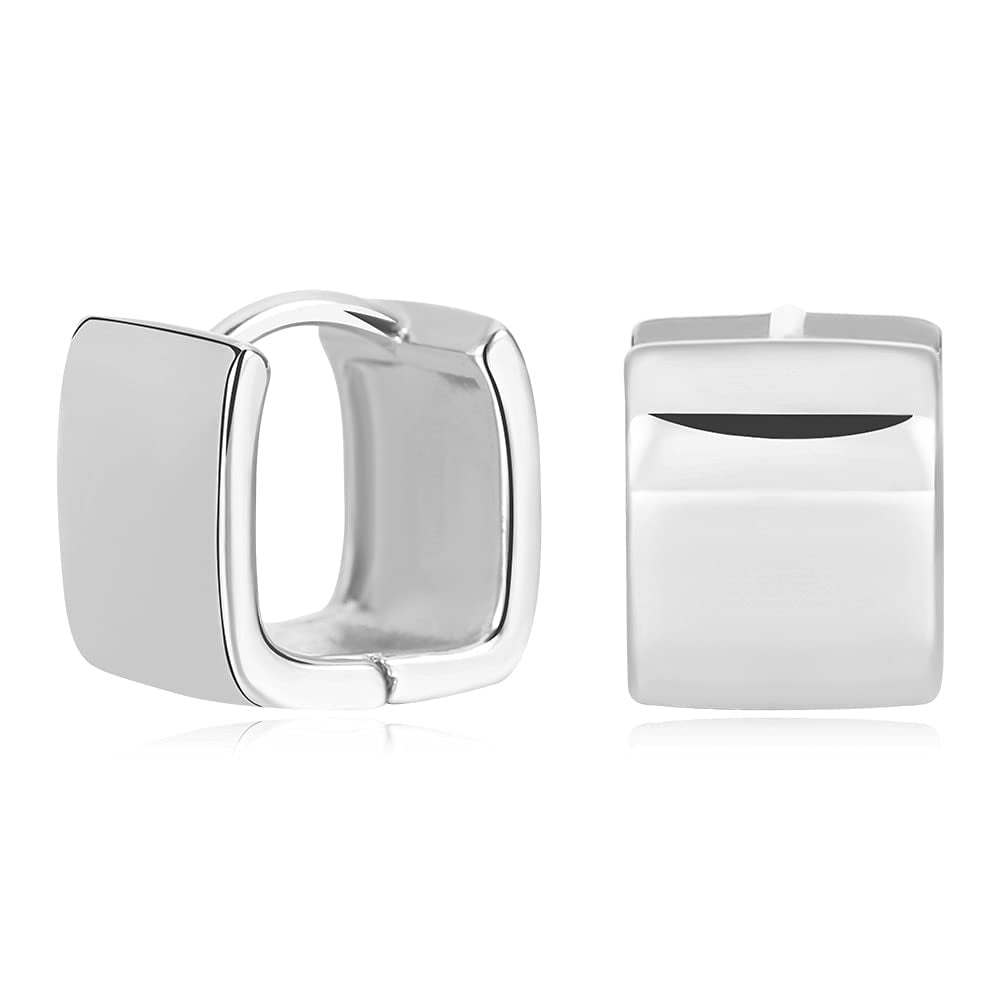MYCUTEY Silver Plated Hoop Earring Small Square Huggies Hoops For Women ...
