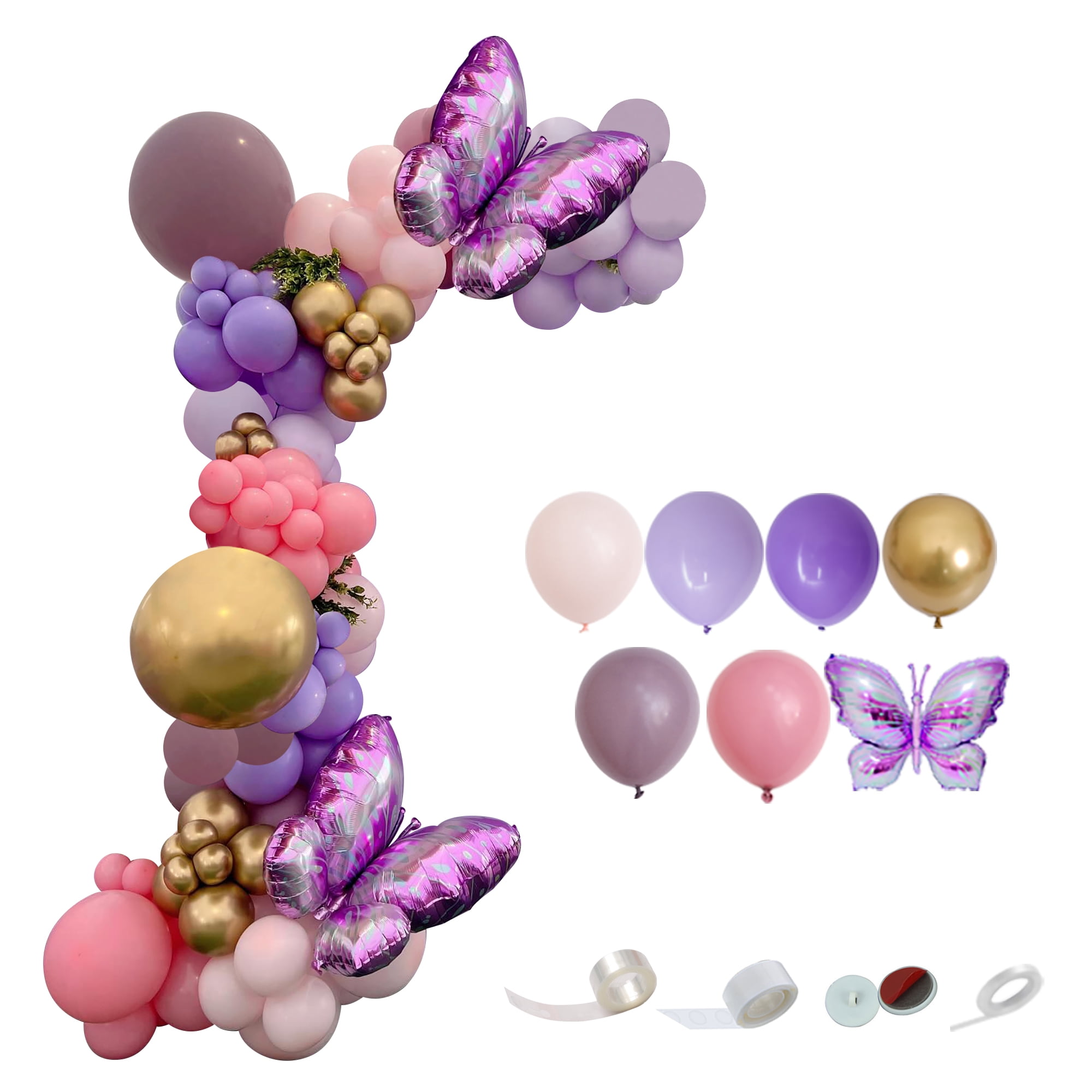 MYDECORBL Butterfly Balloon Arch Garland Kit 119 pcs Pinkish Purple ...