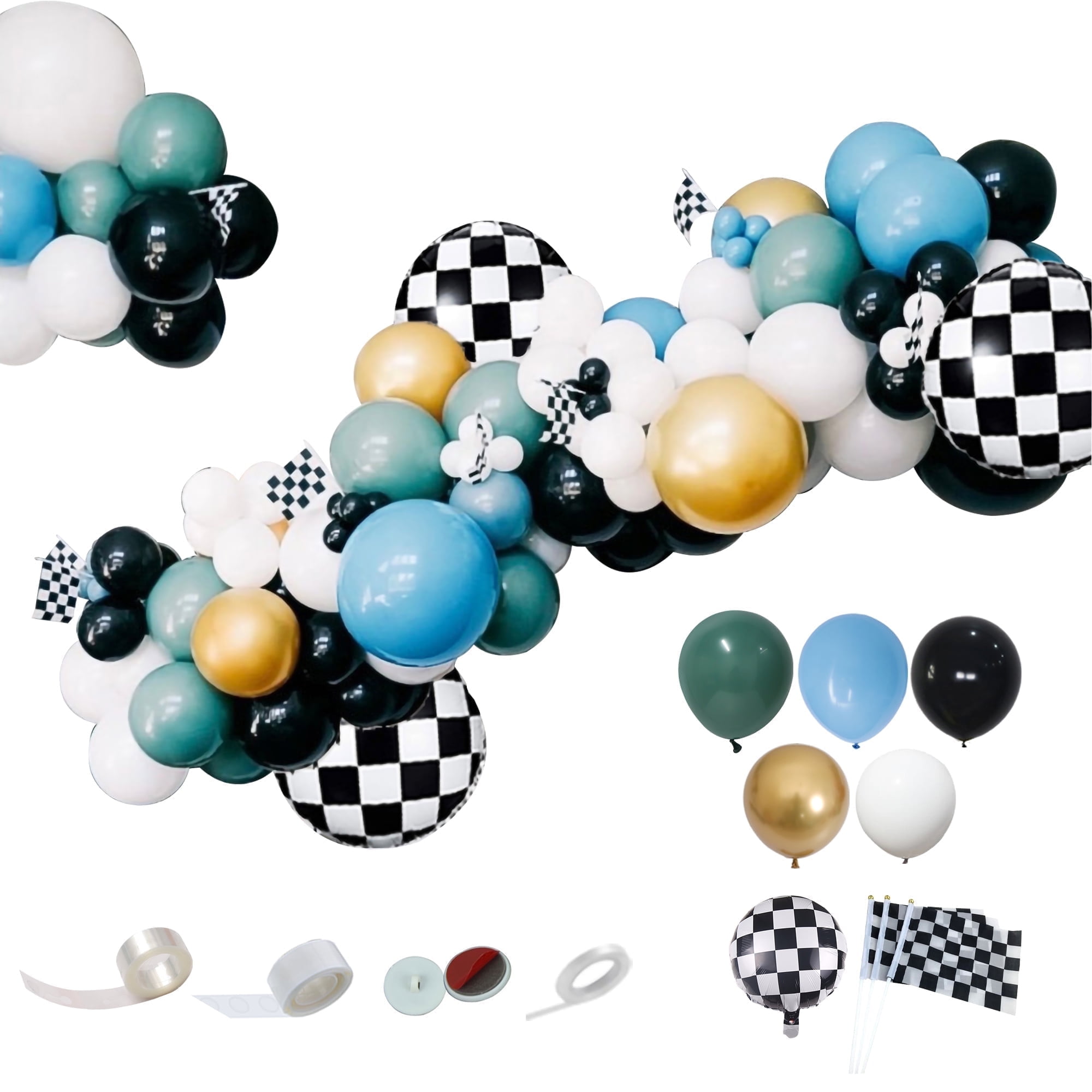 MYDECORBL Race Car Balloons Garland Kit,88Pcs Retro Willow Green Matte ...