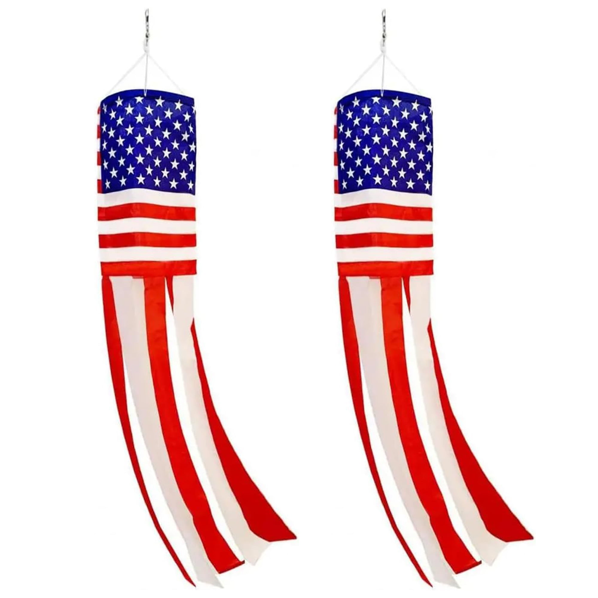 MYFLOCY 4th of July American Flag Windsock 2 Pcs Decor Patriotic ...