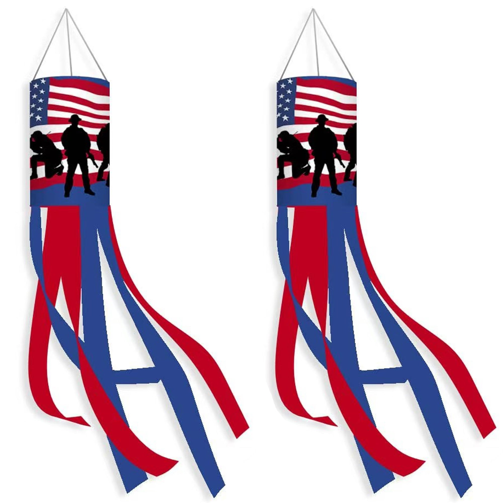 MYFLOCY 4th of July American Flag Windsock 2 Pcs Decor Patriotic ...