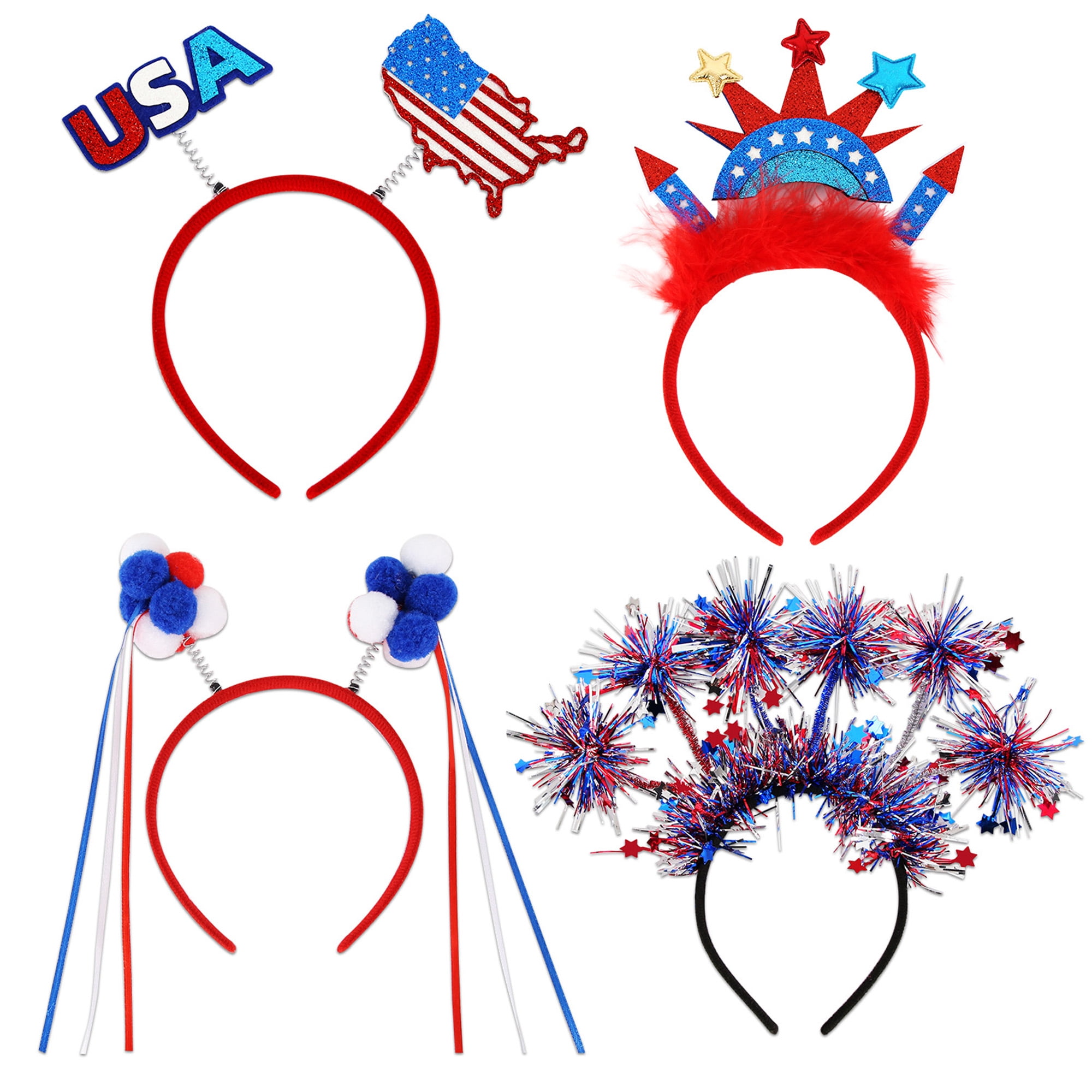 MYFLOCY 4th of July Glittery Headband Accessories, Patriotic Party ...