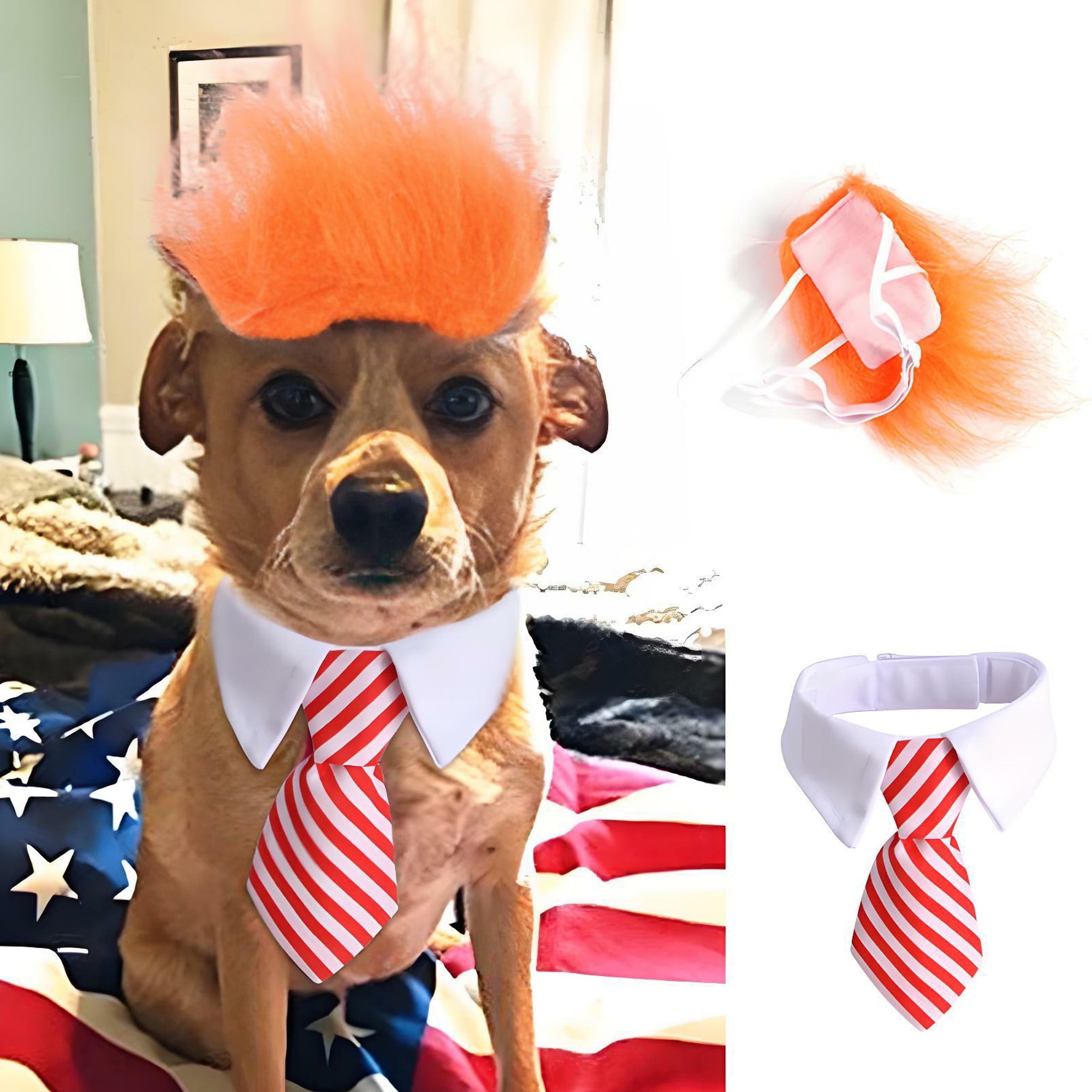 MYFLOCY Halloween Large Dog Wigs with Collar & Tie Small Cat Adjustable ...