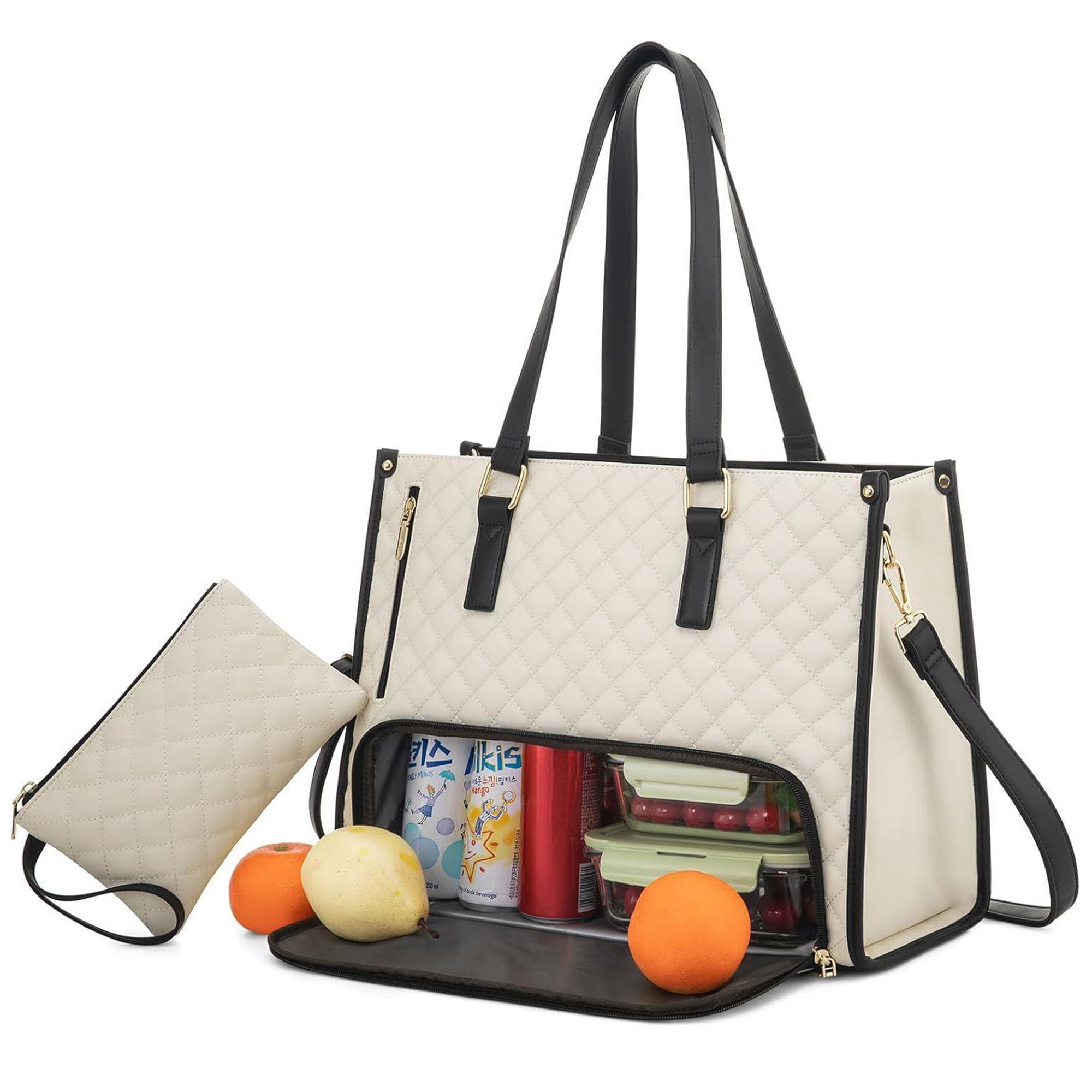 MYFLOCY Lunch Tote Bag for Women 2 In 1 Combo Lunch Work Bag with ...