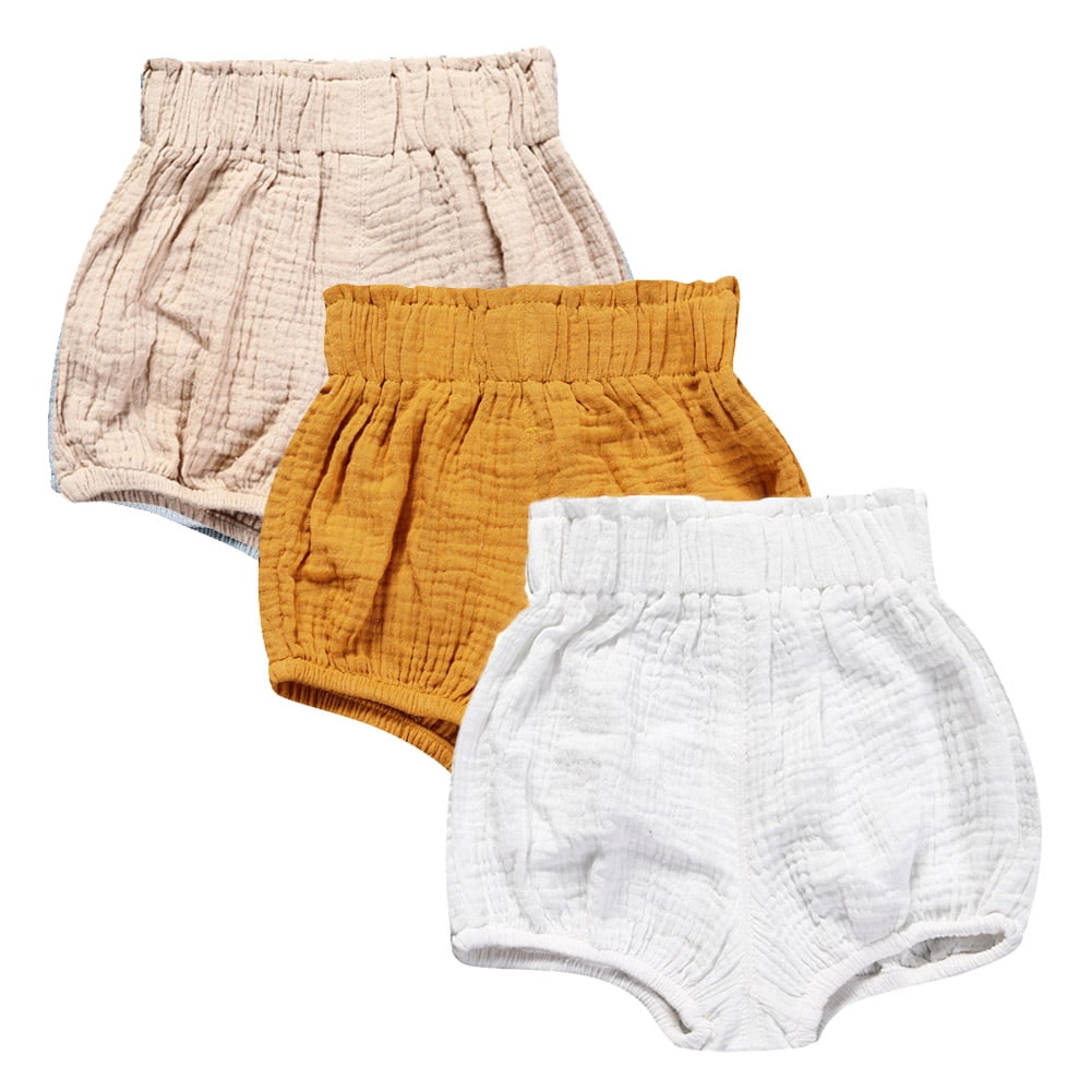 MYGBCPJS 3-Pack Baby Cotton Linen Bloomer Shorts Infant Toddler Summer ...